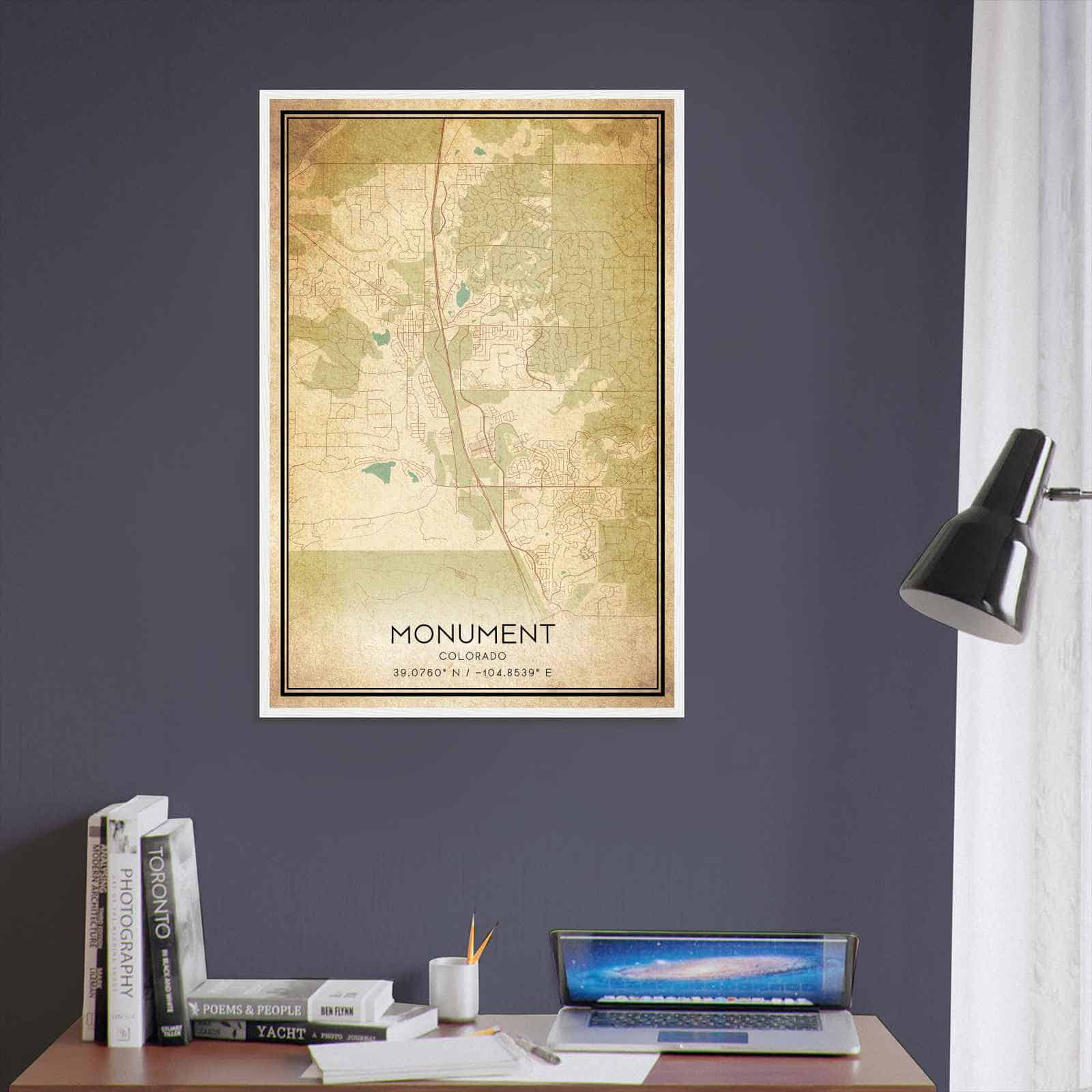 Vintage Monument Colorado Map Poster, Modern Home Decor Wall Art Print ...
