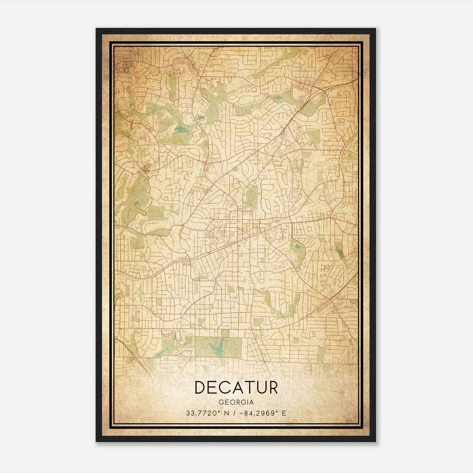 Vintage Decatur Georgia Map Poster, Modern Home Decor Wall Art Print ...
