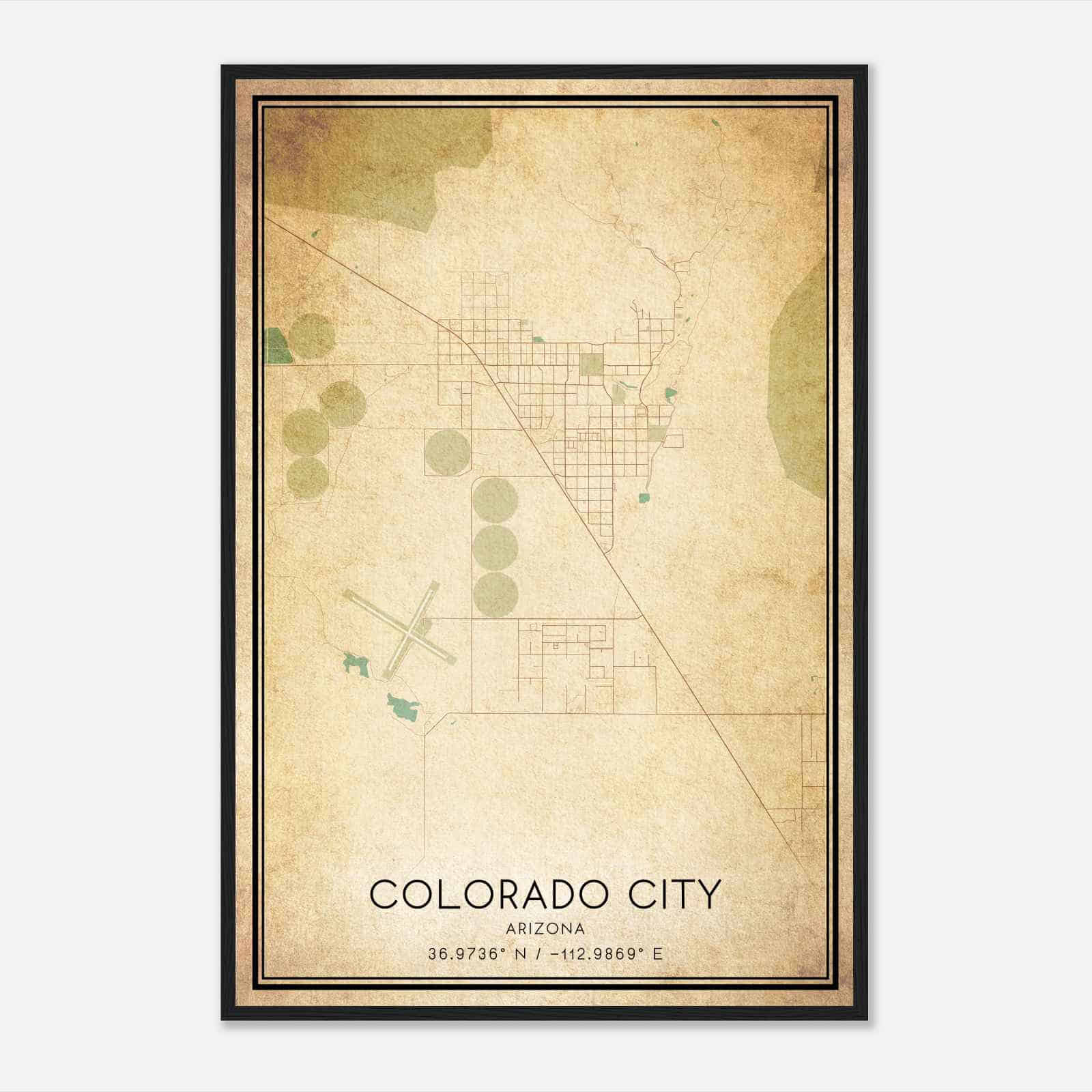 Vintage Colorado City Arizona Map Poster, Modern Home Decor Wall Art ...