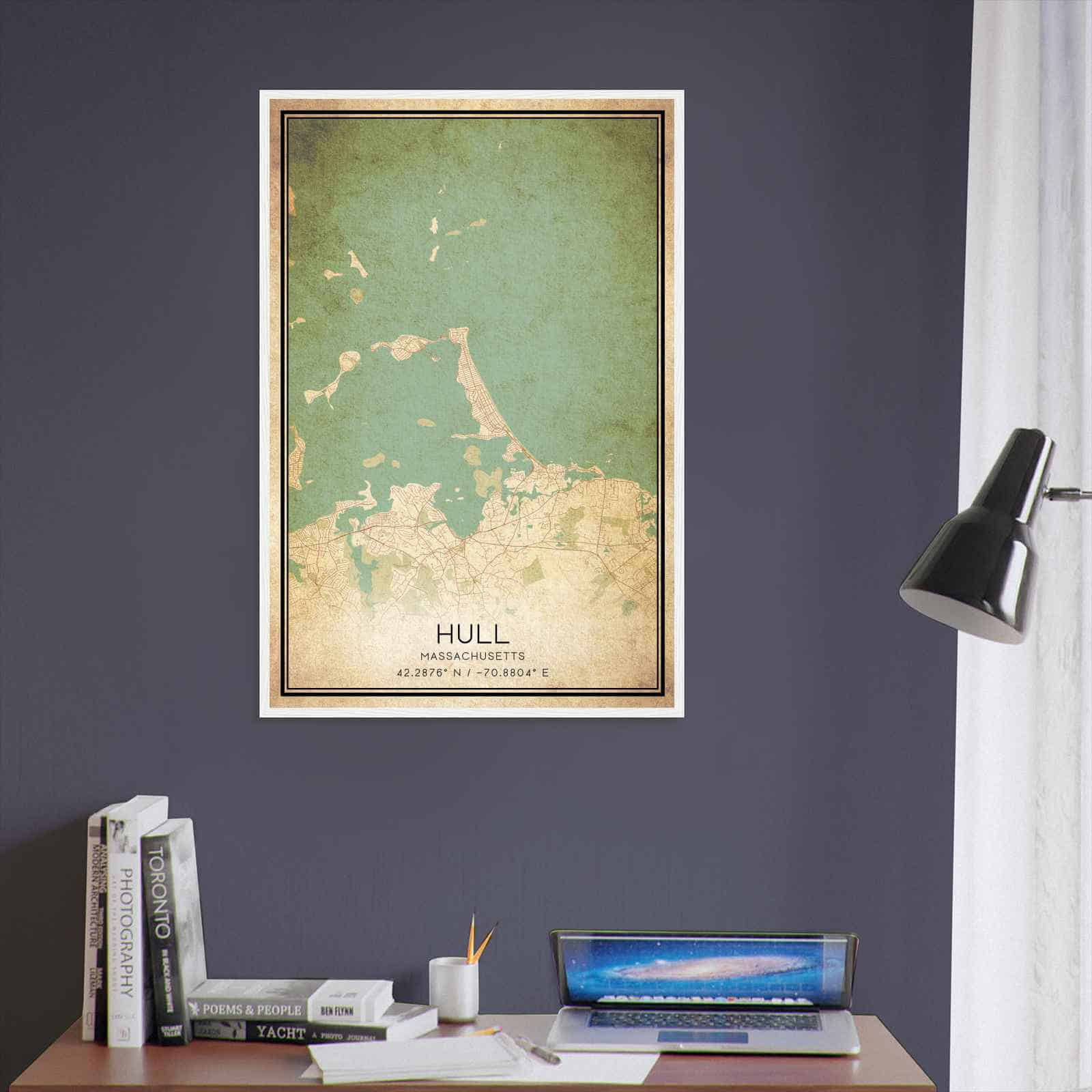 Vintage Hull Massachusetts Map Poster, Modern Home Decor Wall Art Print ...