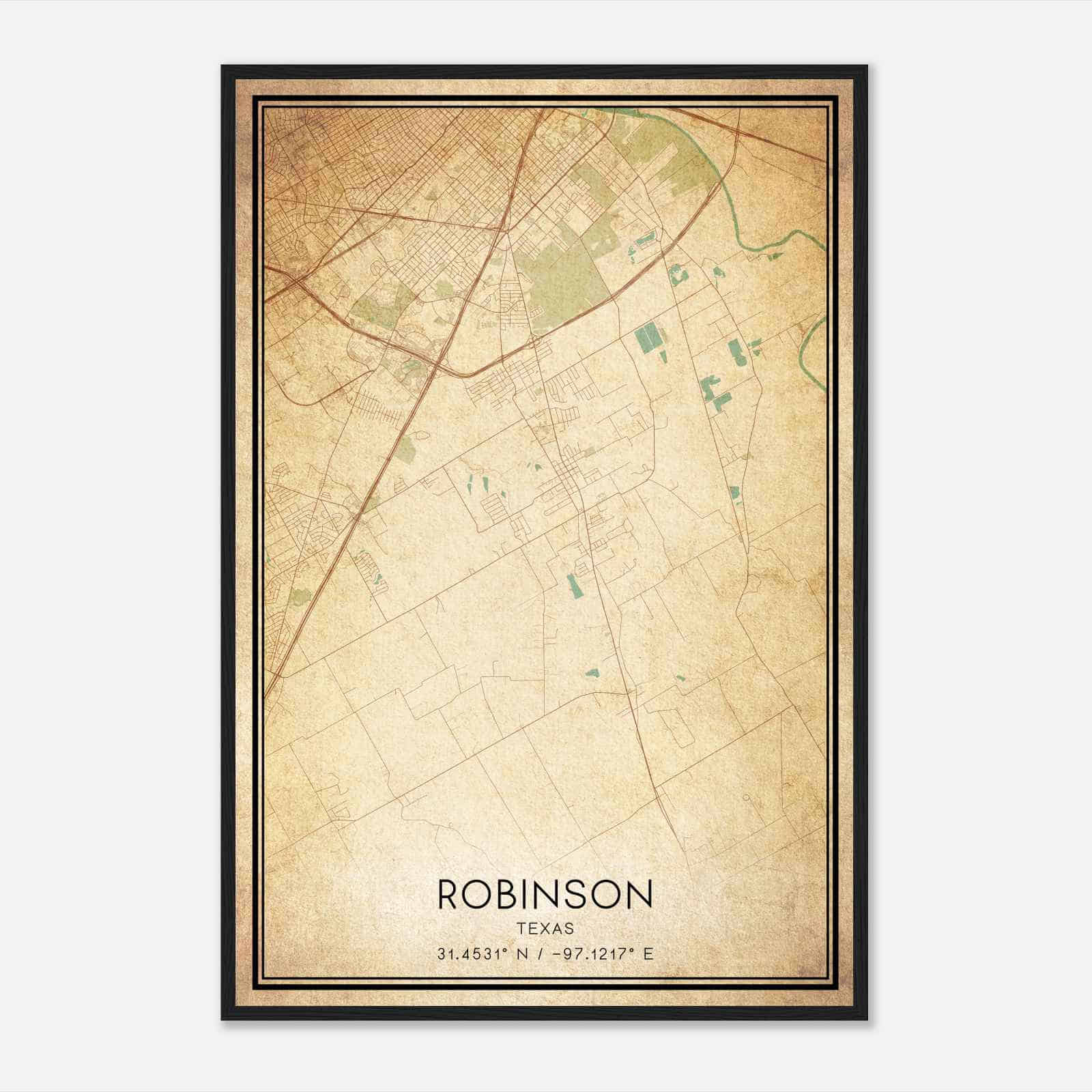 Vintage Robinson Texas Map Poster, Modern Home Decor Wall Art Print ...