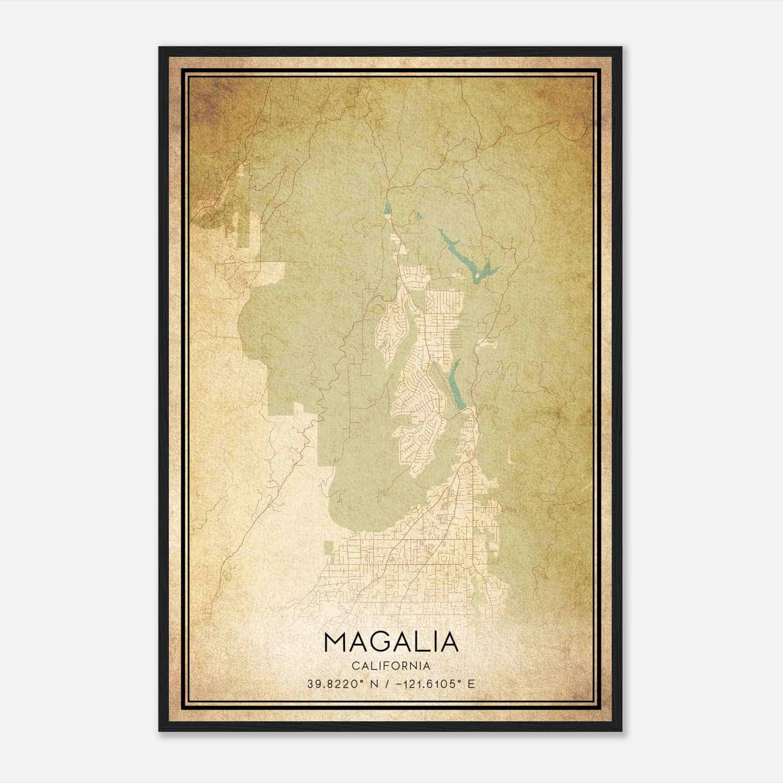 Vintage Magalia California Map Poster, Modern Home Decor Wall Art Print ...