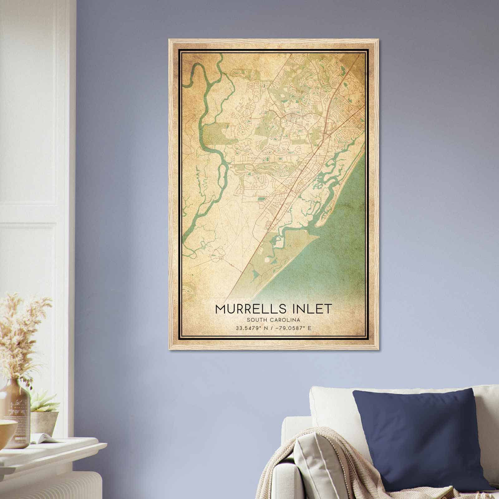 Vintage Murrells Inlet South Carolina Map Poster, Modern Home Decor ...