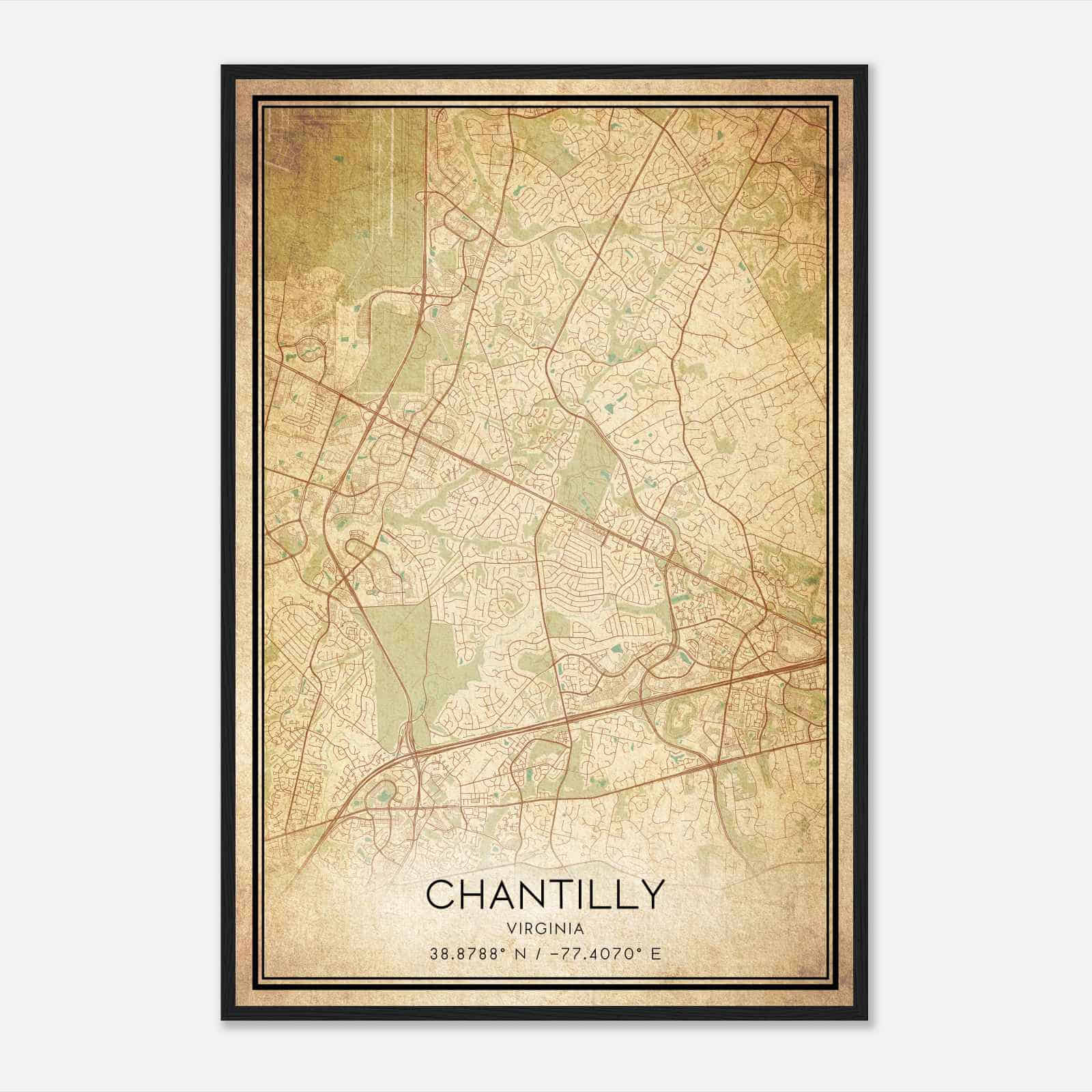 Vintage Chantilly Virginia Map Poster, Modern Home Decor Wall Art Print ...