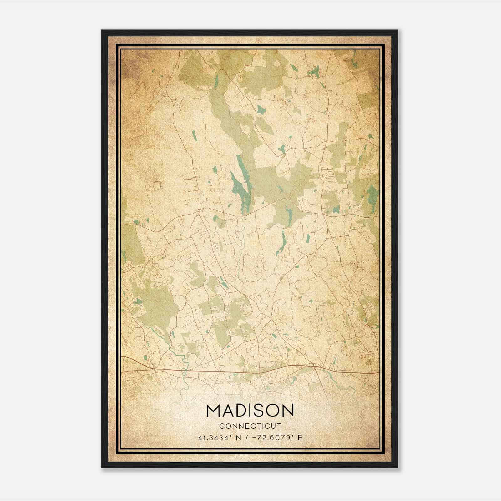 Vintage Madison Connecticut Map Poster, Modern Home Decor Wall Art ...
