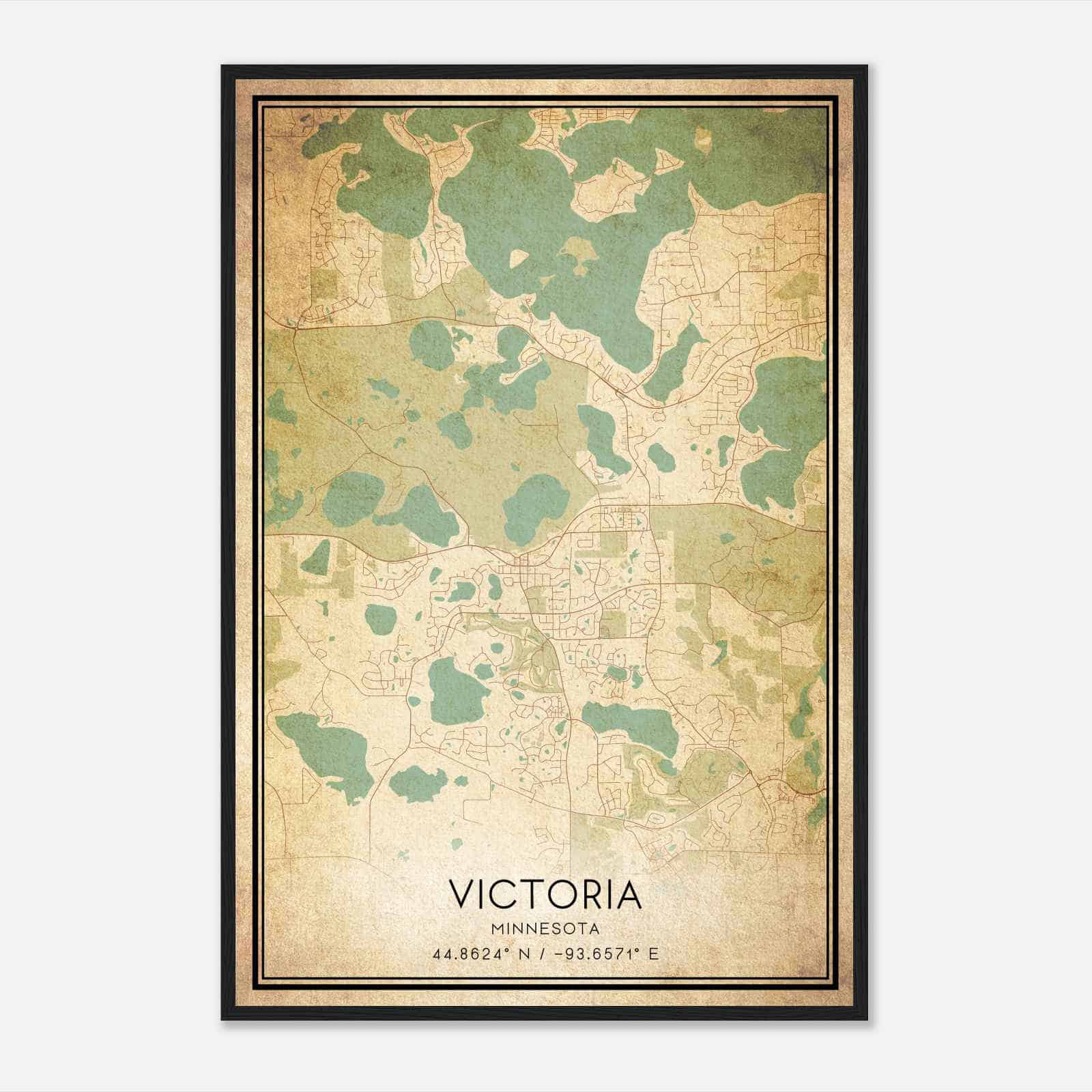 Vintage Victoria Minnesota Map Poster, Modern Home Decor Wall Art Print ...