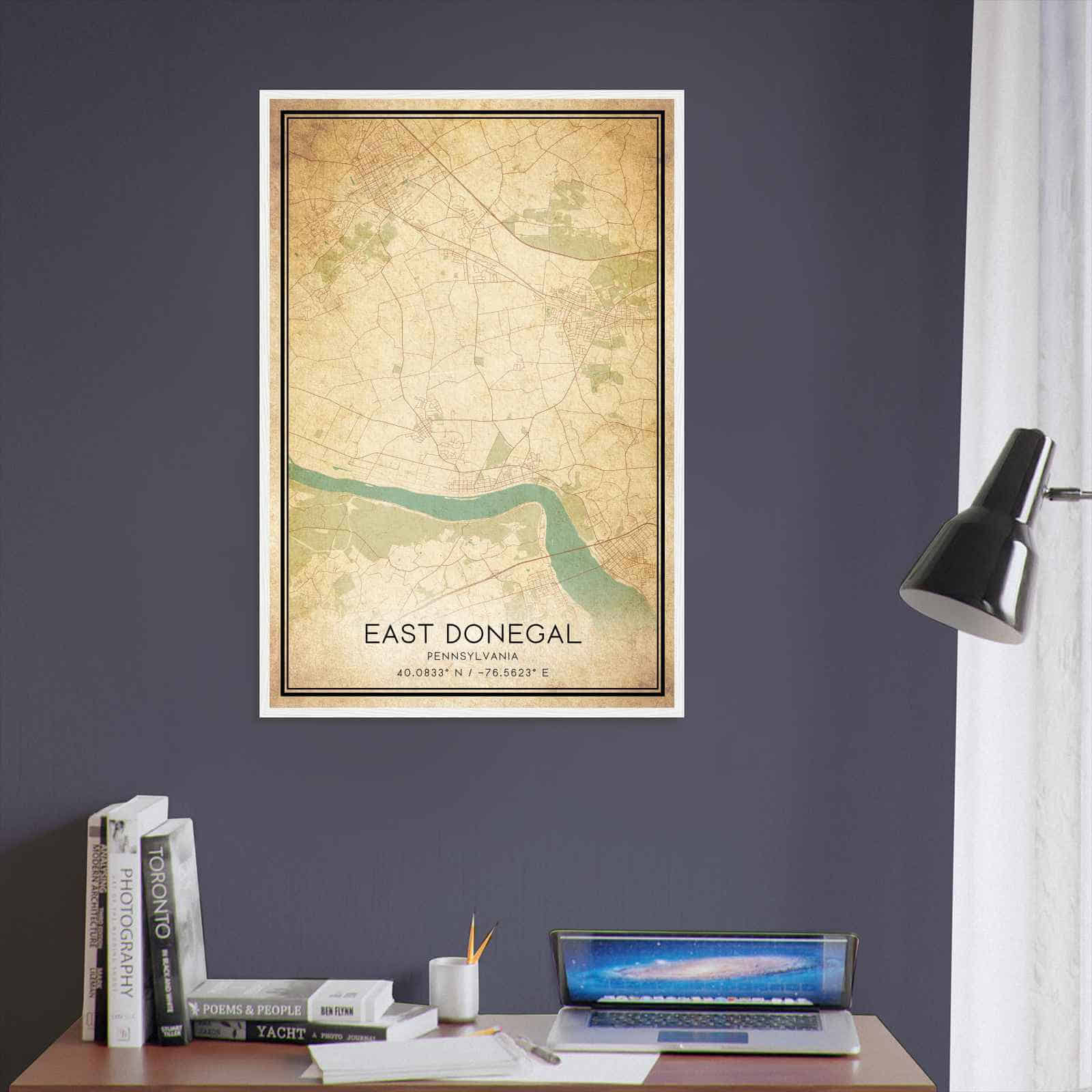 Vintage East Donegal Pennsylvania Map Poster, Modern Home Decor Wall ...