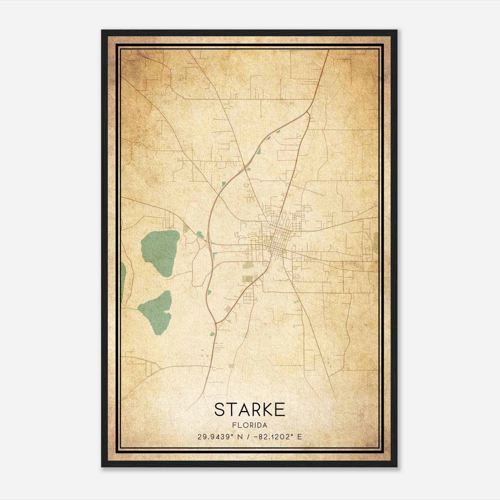 Vintage Starke Florida Map Poster, Modern Home Decor Wall Art Print ...