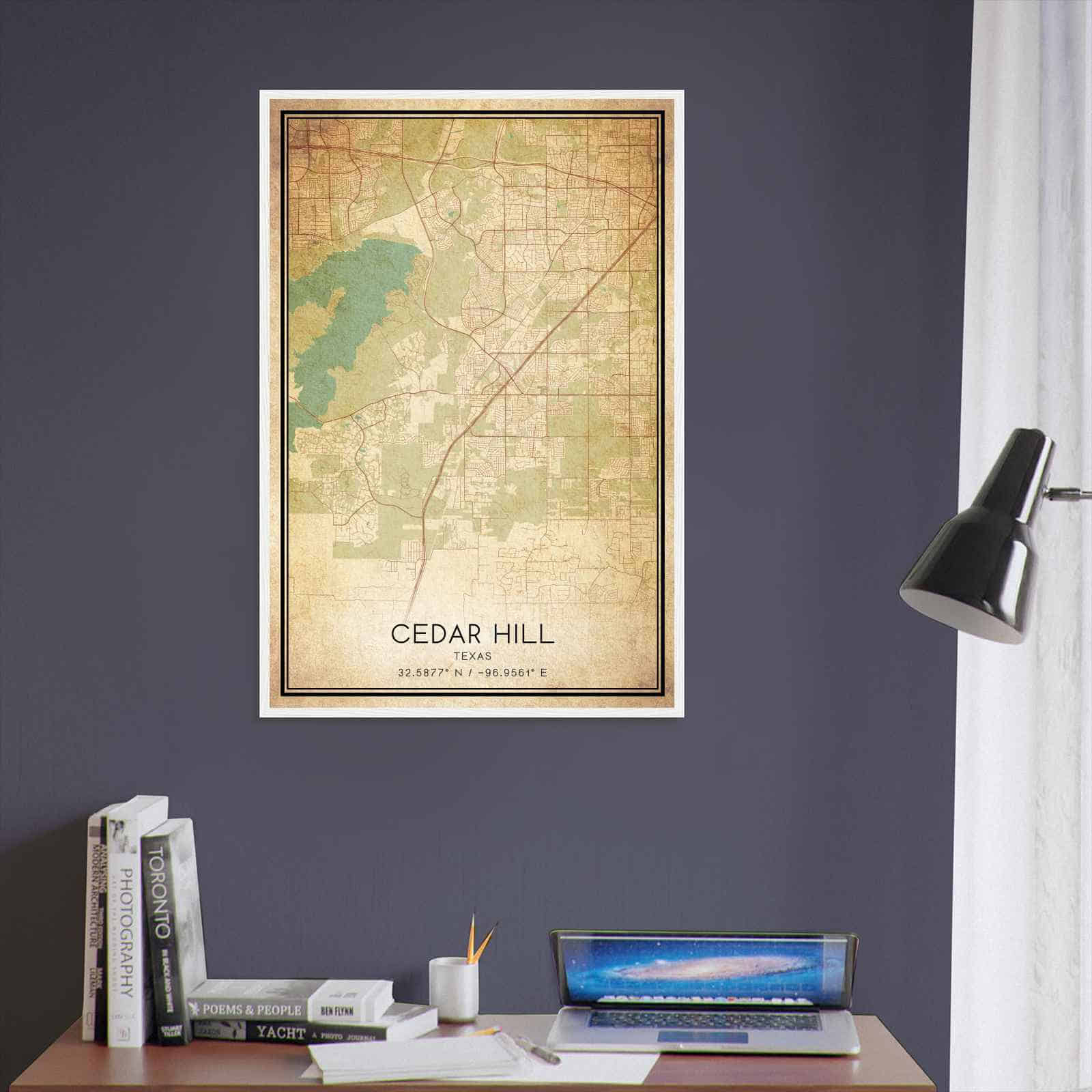 Vintage Cedar Hill Texas Map Poster, Modern Home Decor Wall Art Print ...