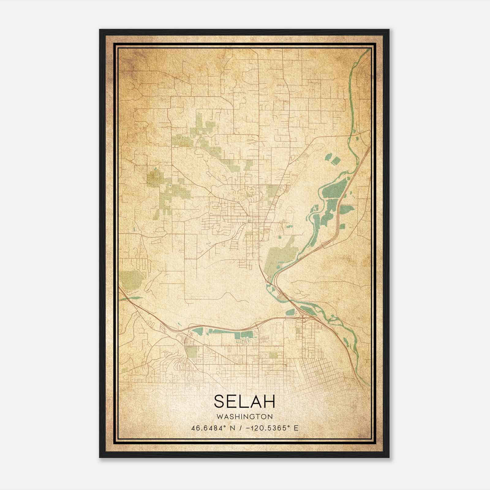 Vintage Selah Washington Map Poster, Modern Home Decor Wall Art Print ...