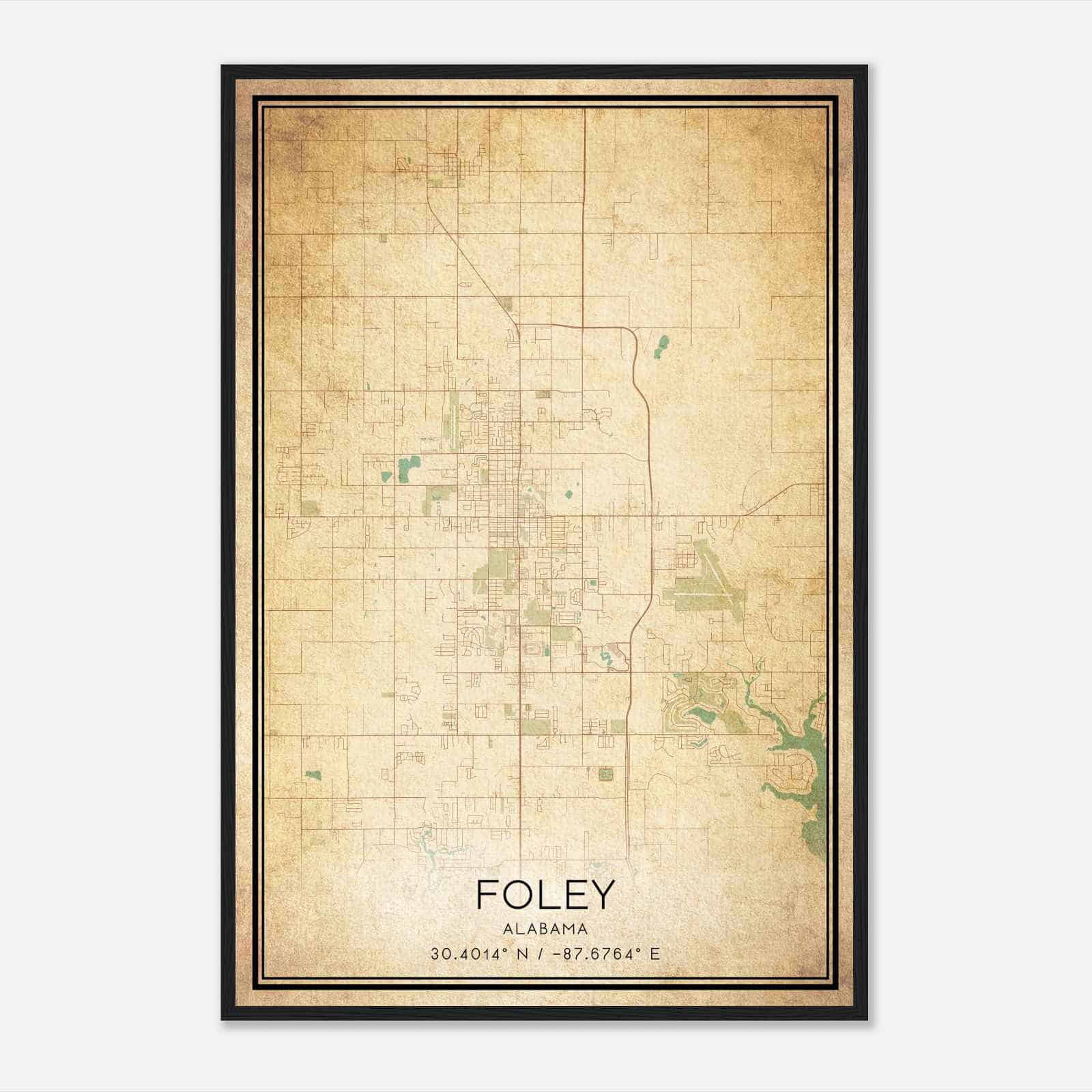 Vintage Foley Alabama Map Poster, Modern Home Decor Wall Art Print ...