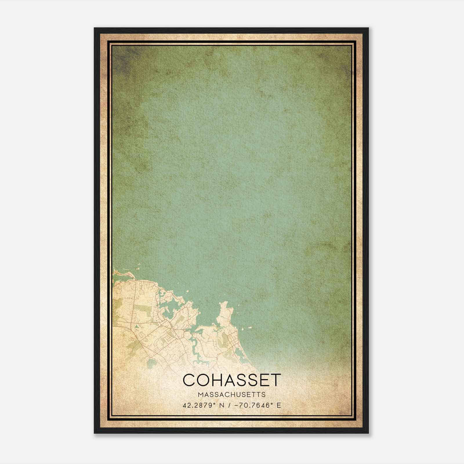 Vintage Cohasset Massachusetts Map Poster, Modern Home Decor Wall Art Print - Custom Maps & Posters