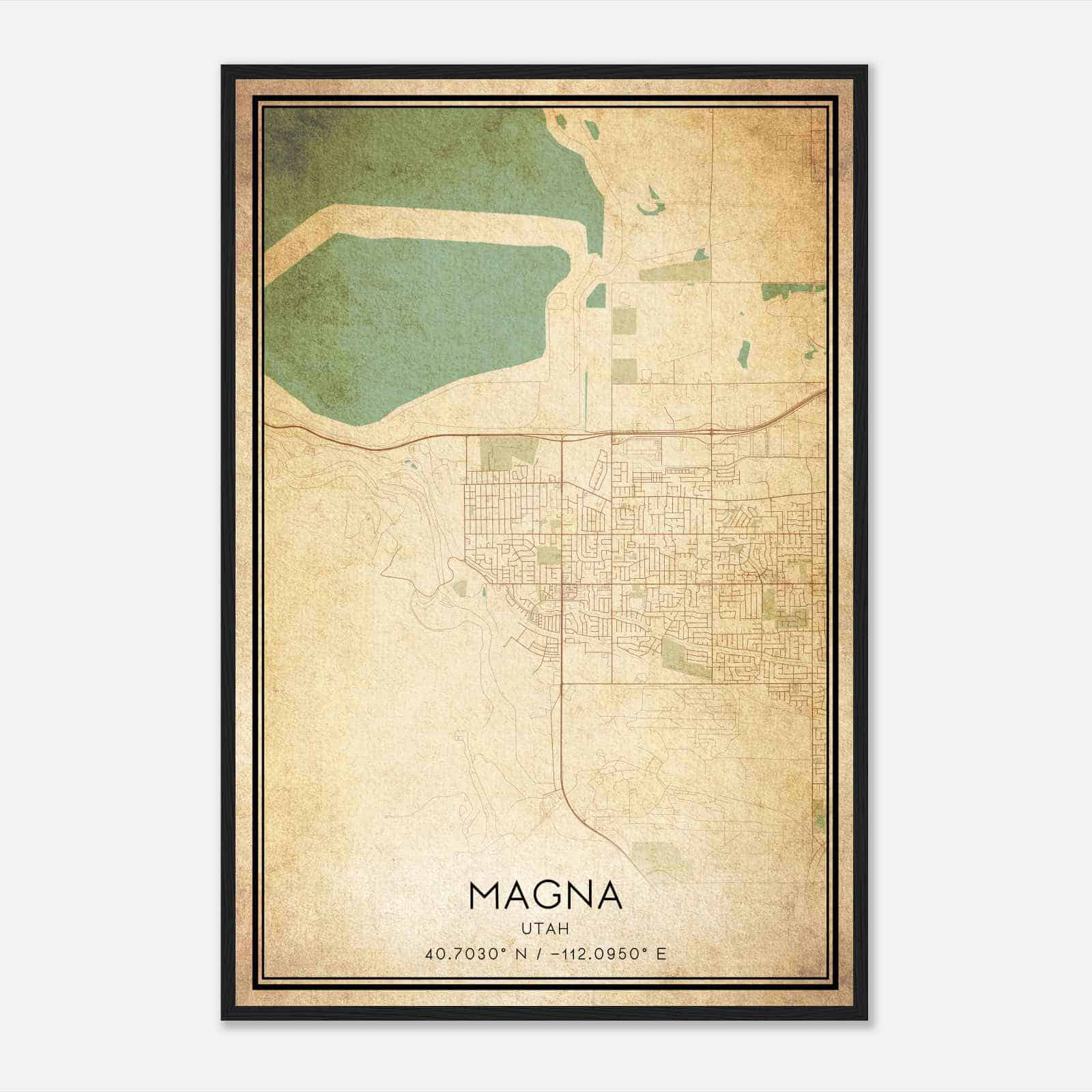 Vintage Magna Utah Map Poster, Modern Home Decor Wall Art Print ...