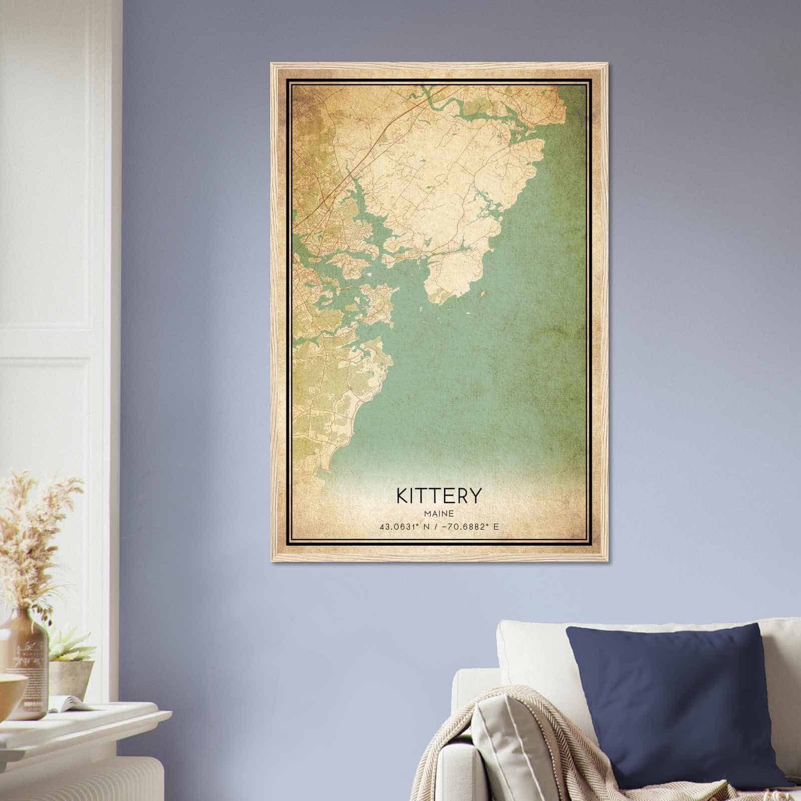 Vintage Kittery Maine Map Poster, Modern Home Decor Wall Art Print - Custom Maps & Posters