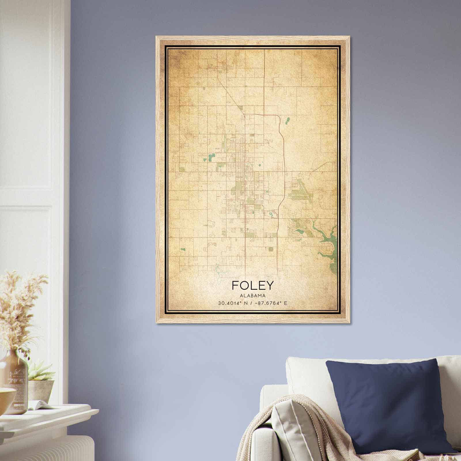 Vintage Foley Alabama Map Poster, Modern Home Decor Wall Art Print ...