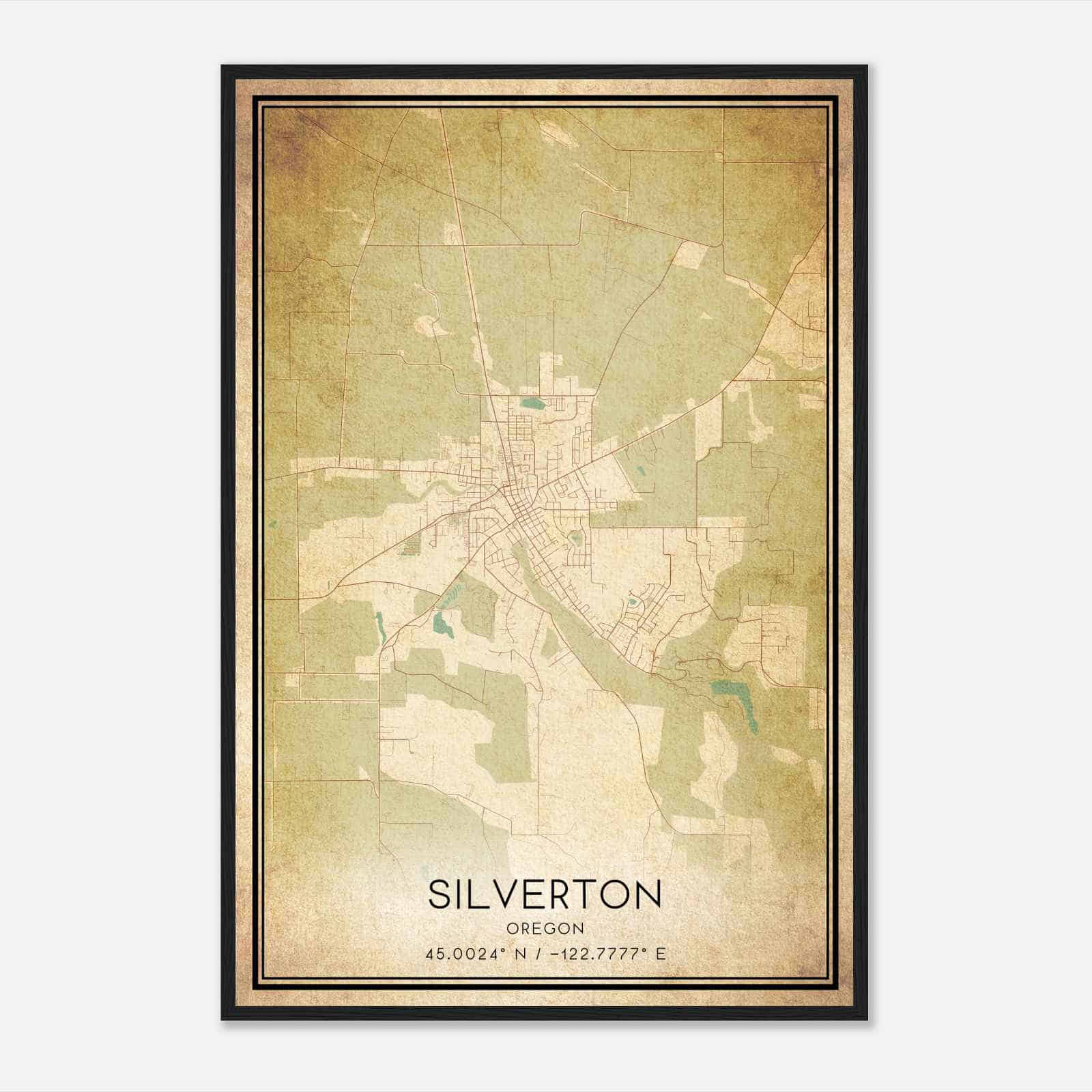 Vintage Silverton Oregon Map Poster, Modern Home Decor Wall Art Print ...