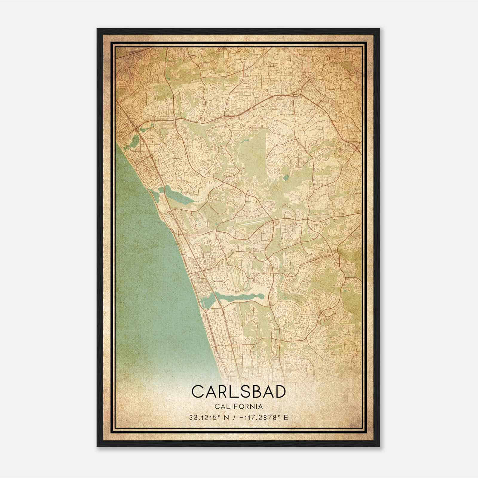 Carlsbad California Map Poster, Modern Home Decor Wall Art Print ...