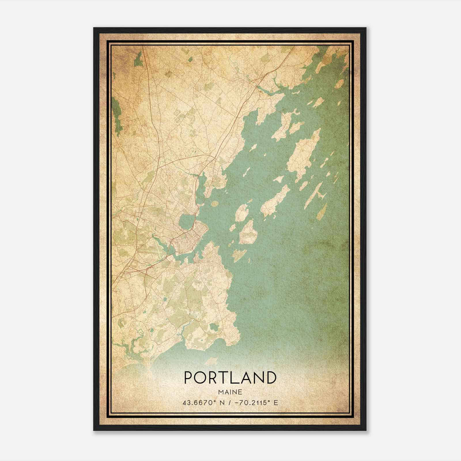 Vintage Portland Maine Map Poster, Modern Home Decor Wall Art Print ...