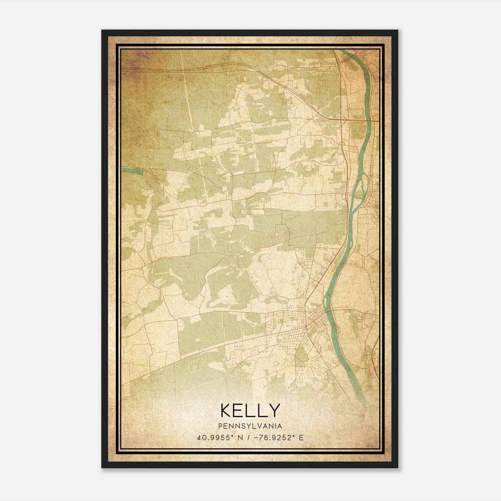 Vintage Kelly Pennsylvania Map Poster, Modern Home Decor Wall Art Print ...