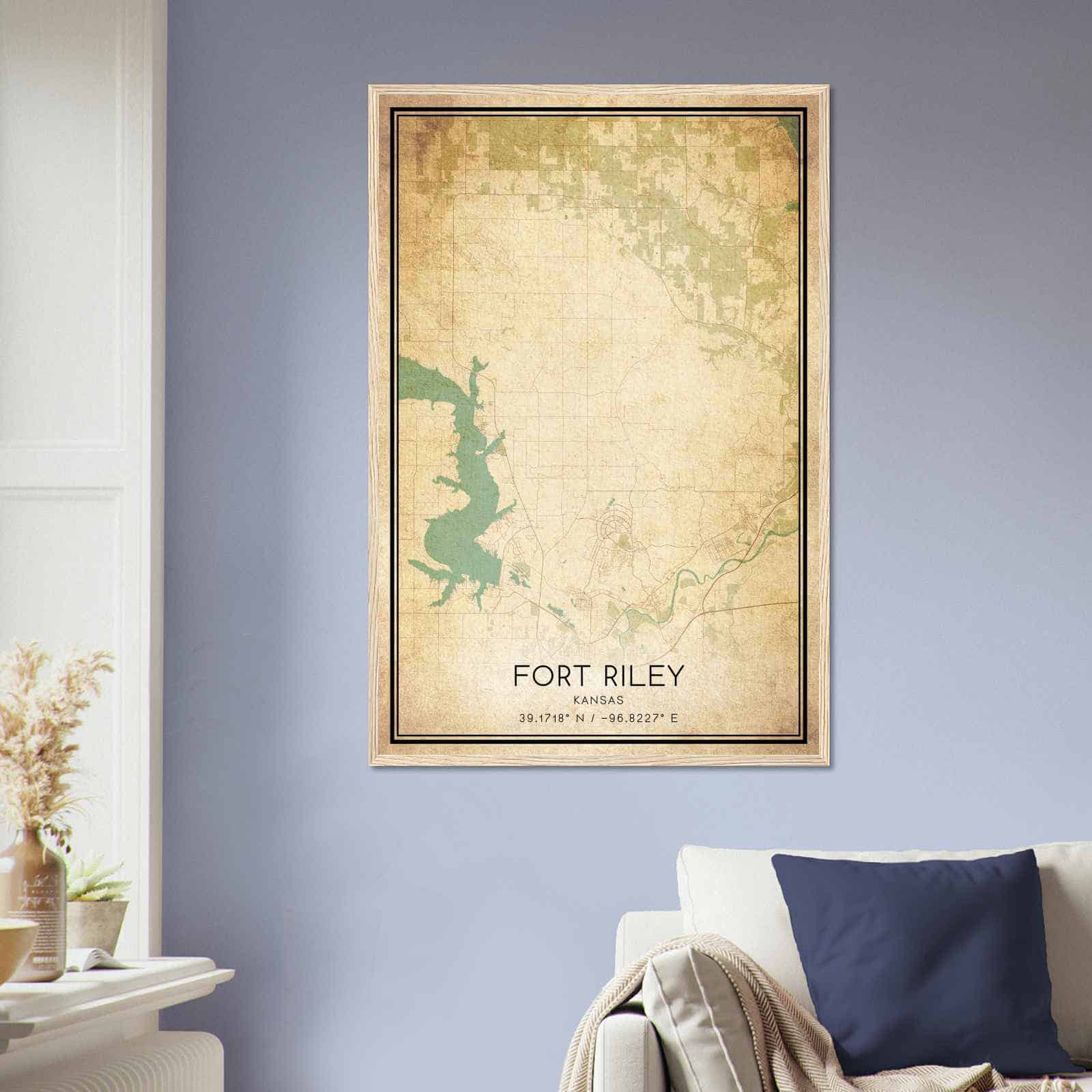 Vintage Fort Riley Kansas Map Poster, Modern Home Decor Wall Art Print ...