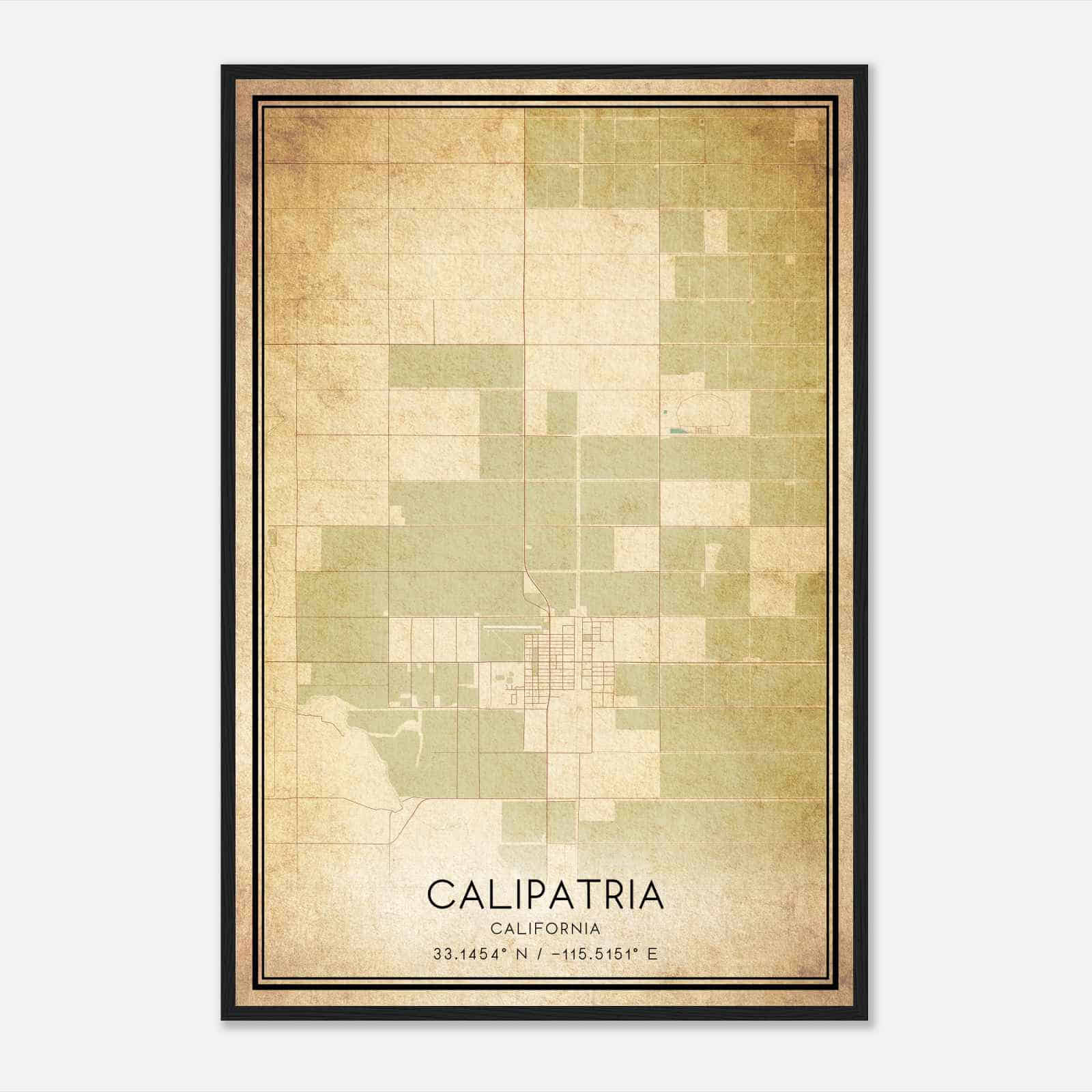 Vintage Calipatria California Map Poster, Modern Home Decor Wall Art ...