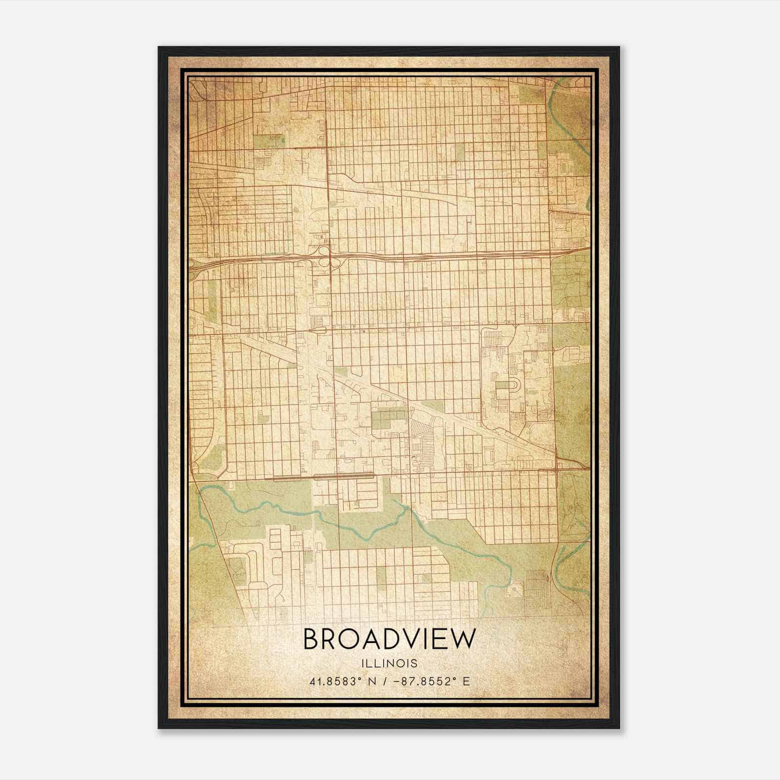 Vintage Broadview Illinois Map Poster, Modern Home Decor Wall Art Print ...