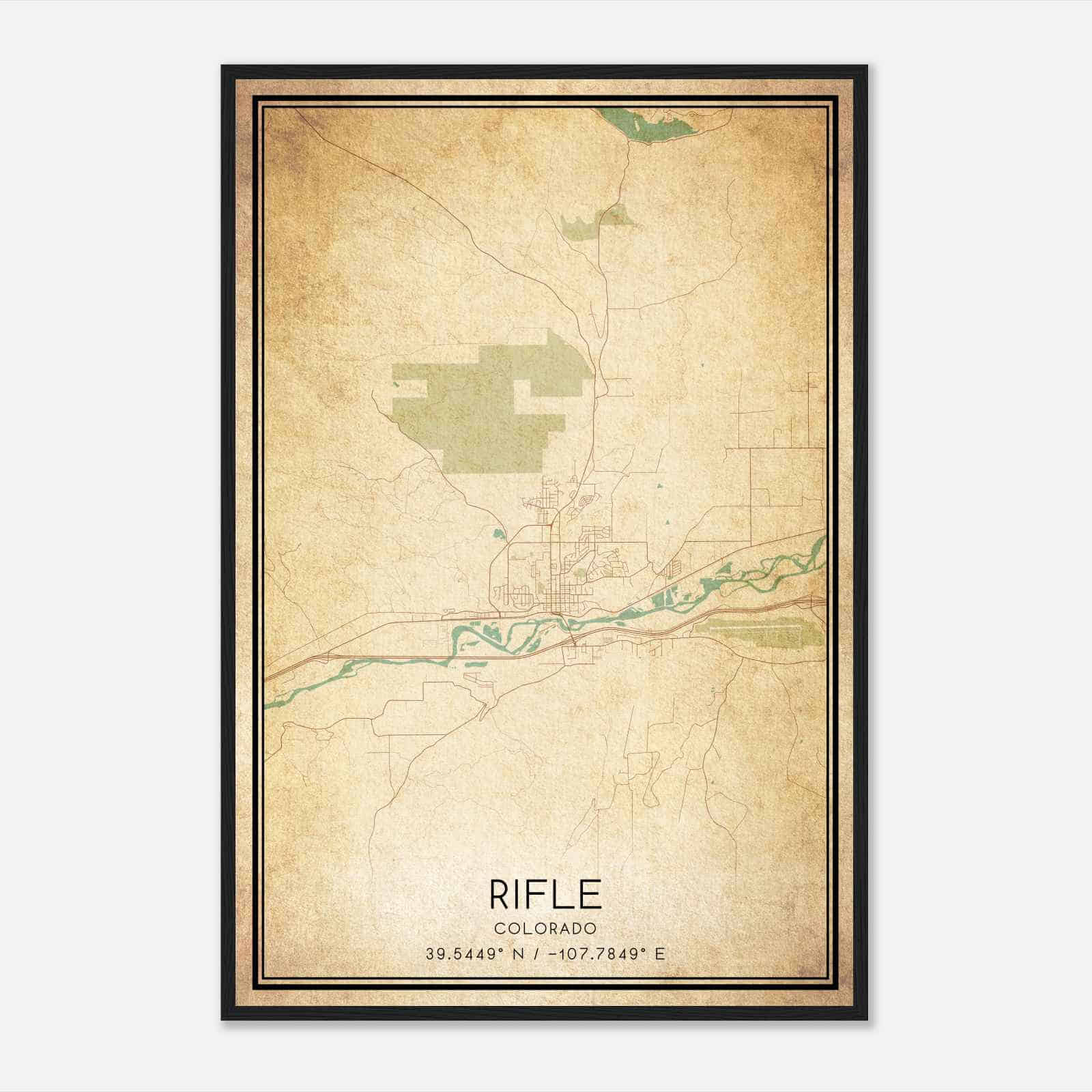 Vintage Rifle Colorado Map Poster, Modern Home Decor Wall Art Print ...