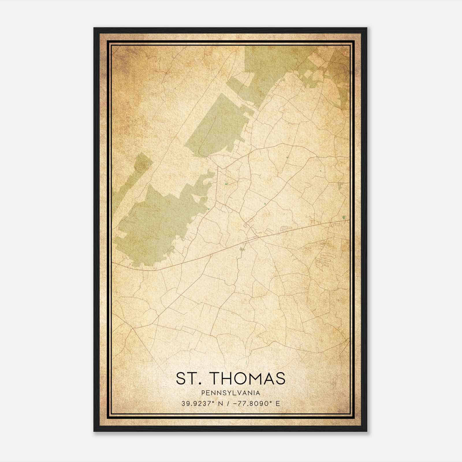 Vintage St. Thomas Pennsylvania Map Poster, Modern Home Decor Wall Art ...