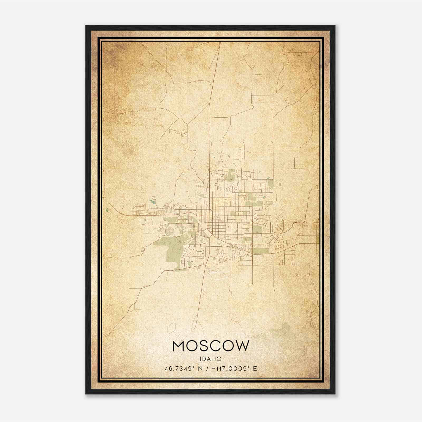 Vintage Moscow Idaho Map Poster, Modern Home Decor Wall Art Print ...