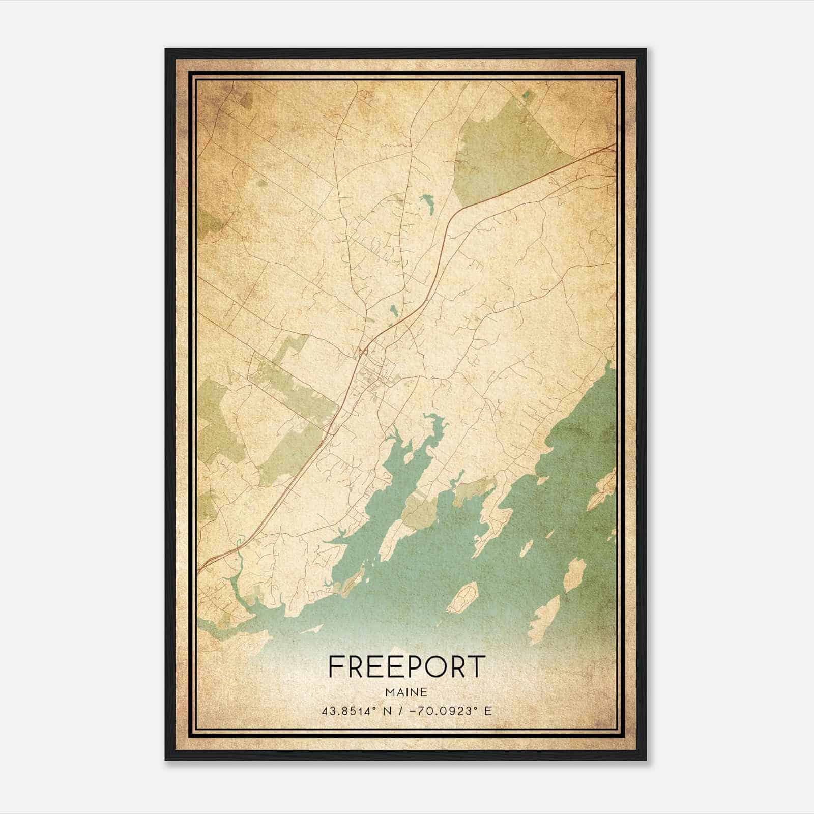 Vintage Freeport Maine Map Poster, Modern Home Decor Wall Art Print ...
