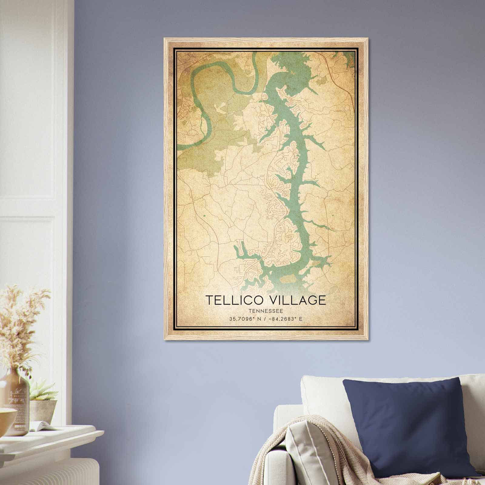 Vintage Tellico Village Tennessee Map Poster, Modern Home Decor Wall ...