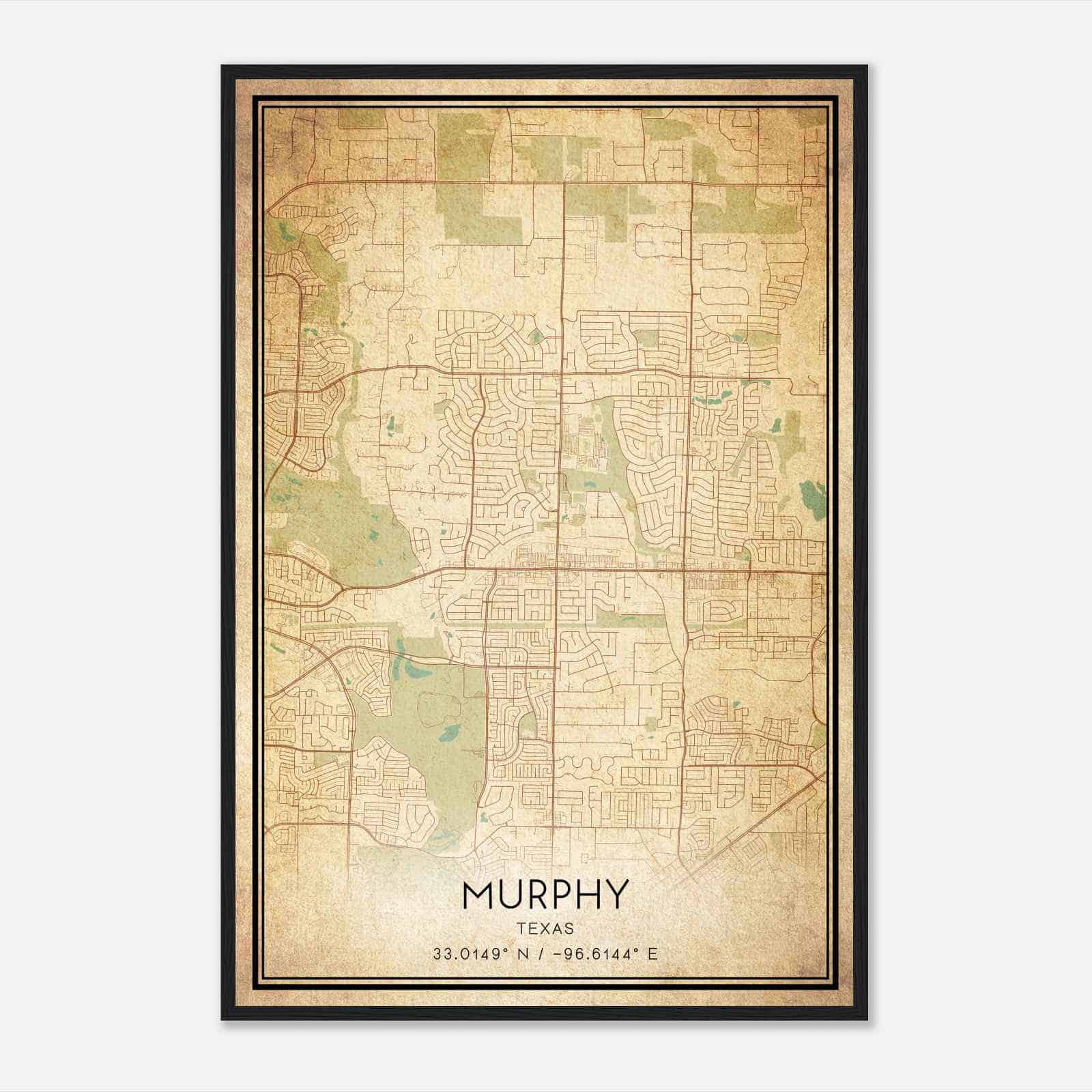 Vintage Murphy Texas Map Poster, Modern Home Decor Wall Art Print ...