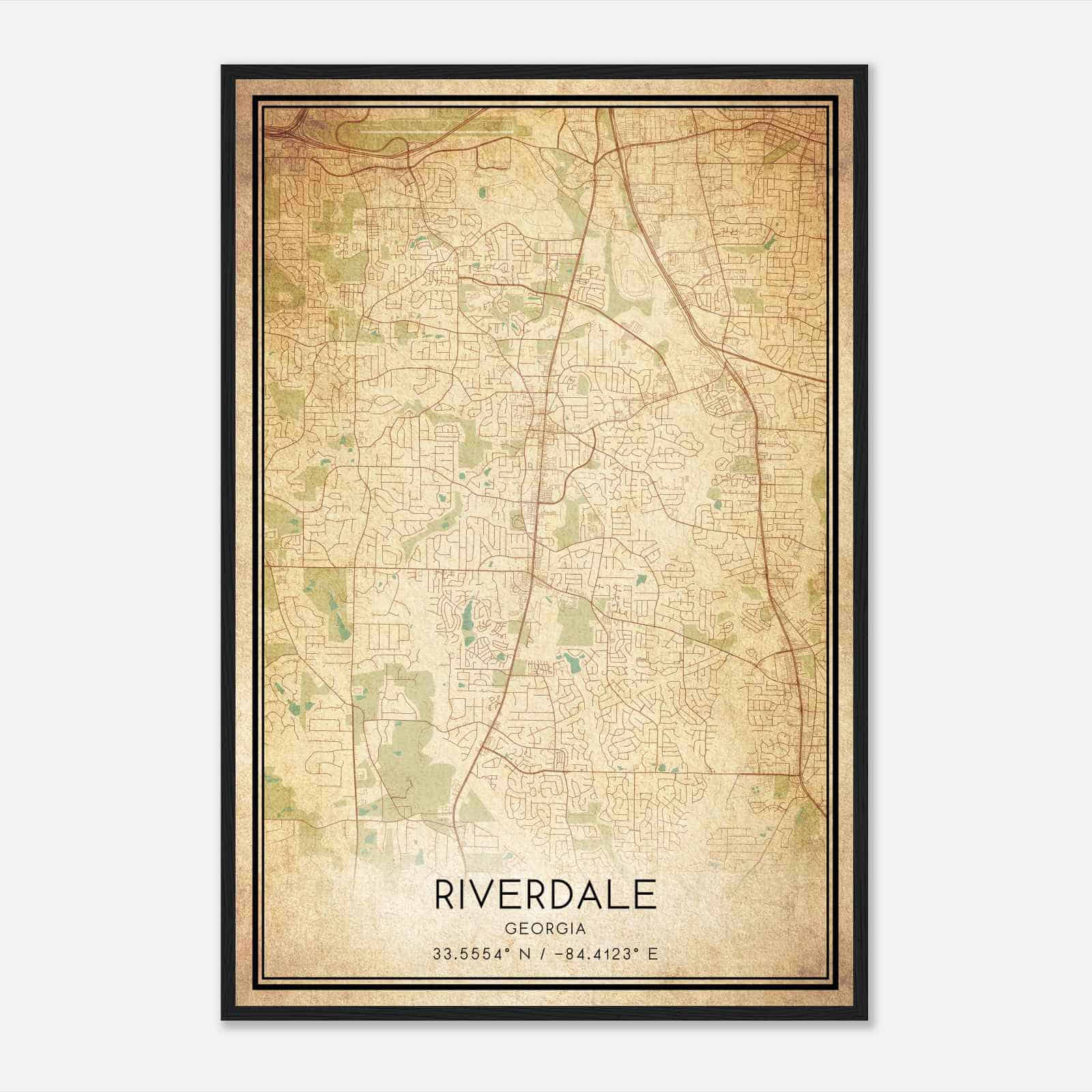 Vintage Riverdale Georgia Map Poster, Modern Home Decor Wall Art Print ...