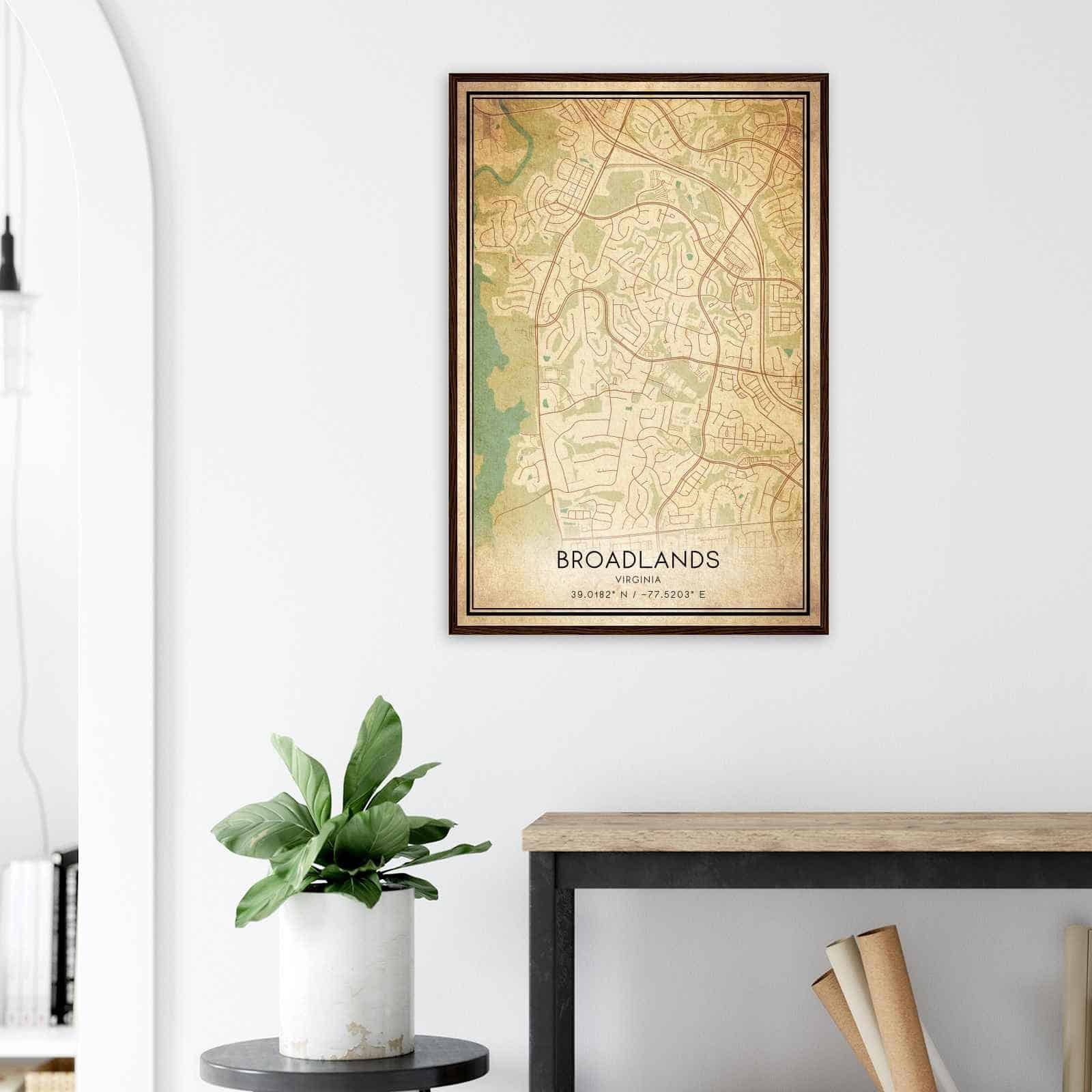 Vintage Broadlands Virginia Map Poster, Modern Home Decor Wall Art ...