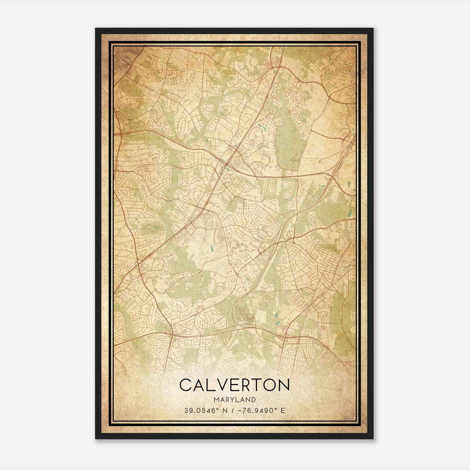 Vintage Calverton Maryland Map Poster, Modern Home Decor Wall Art Print ...