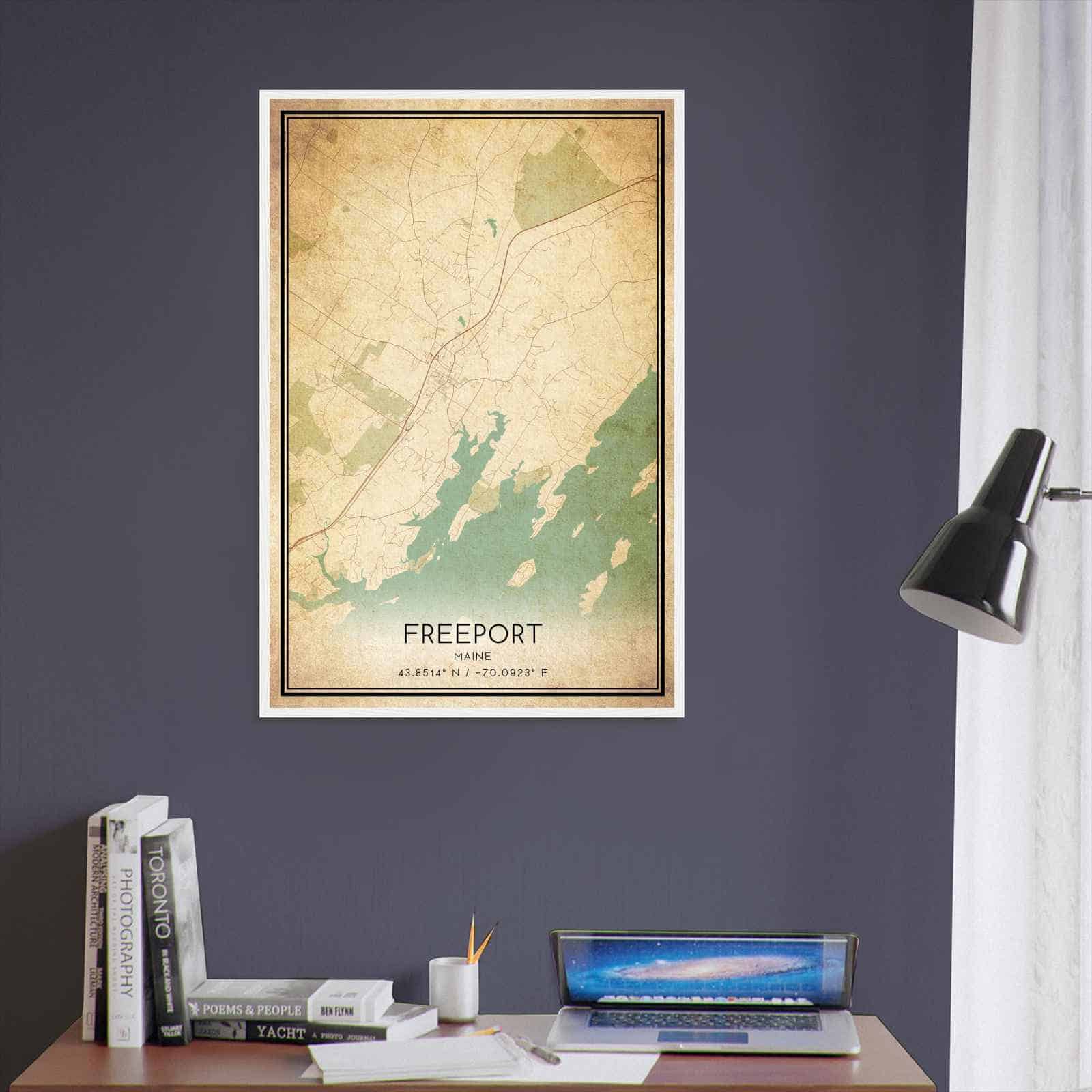 Vintage Freeport Maine Map Poster, Modern Home Decor Wall Art Print ...
