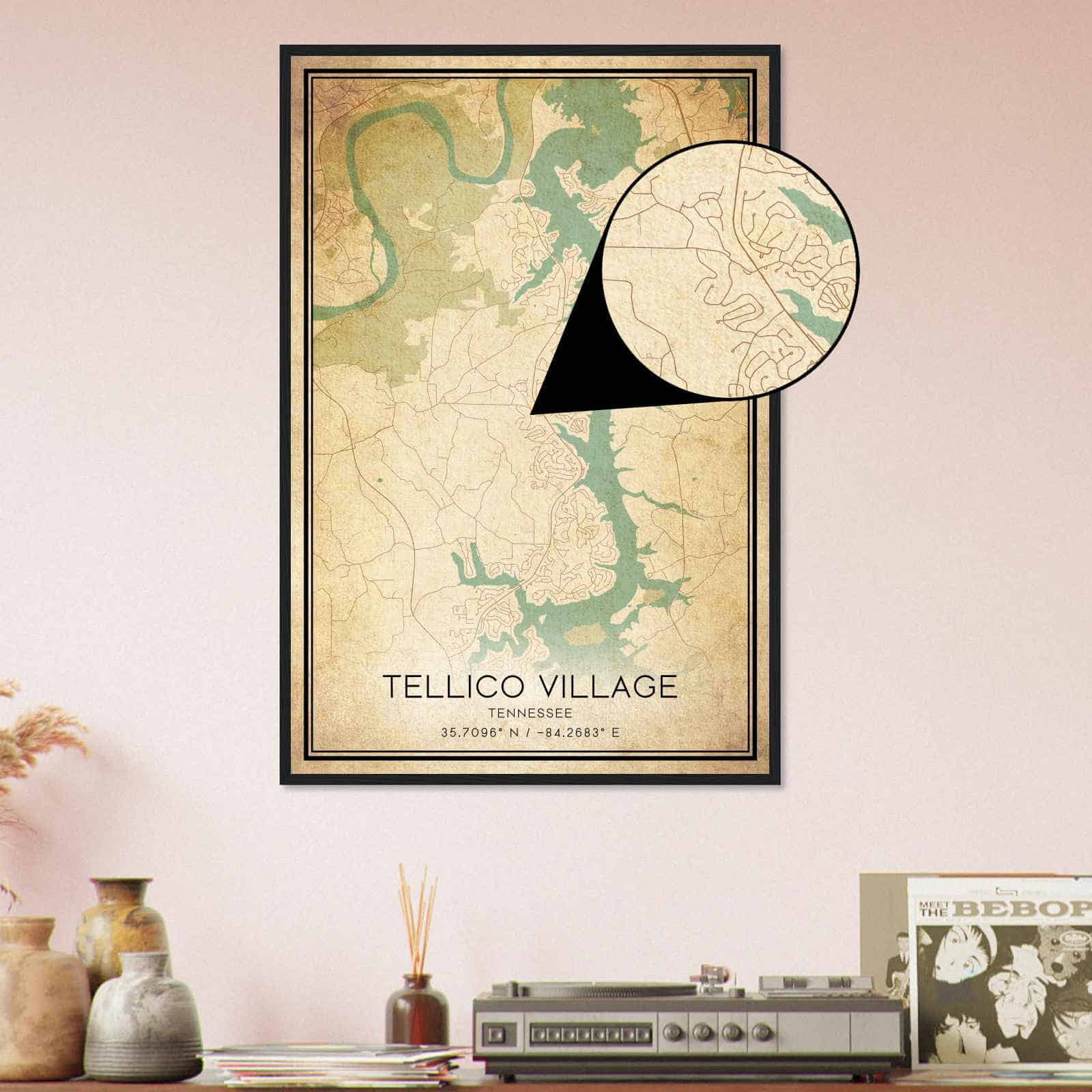 Vintage Tellico Village Tennessee Map Poster, Modern Home Decor Wall ...