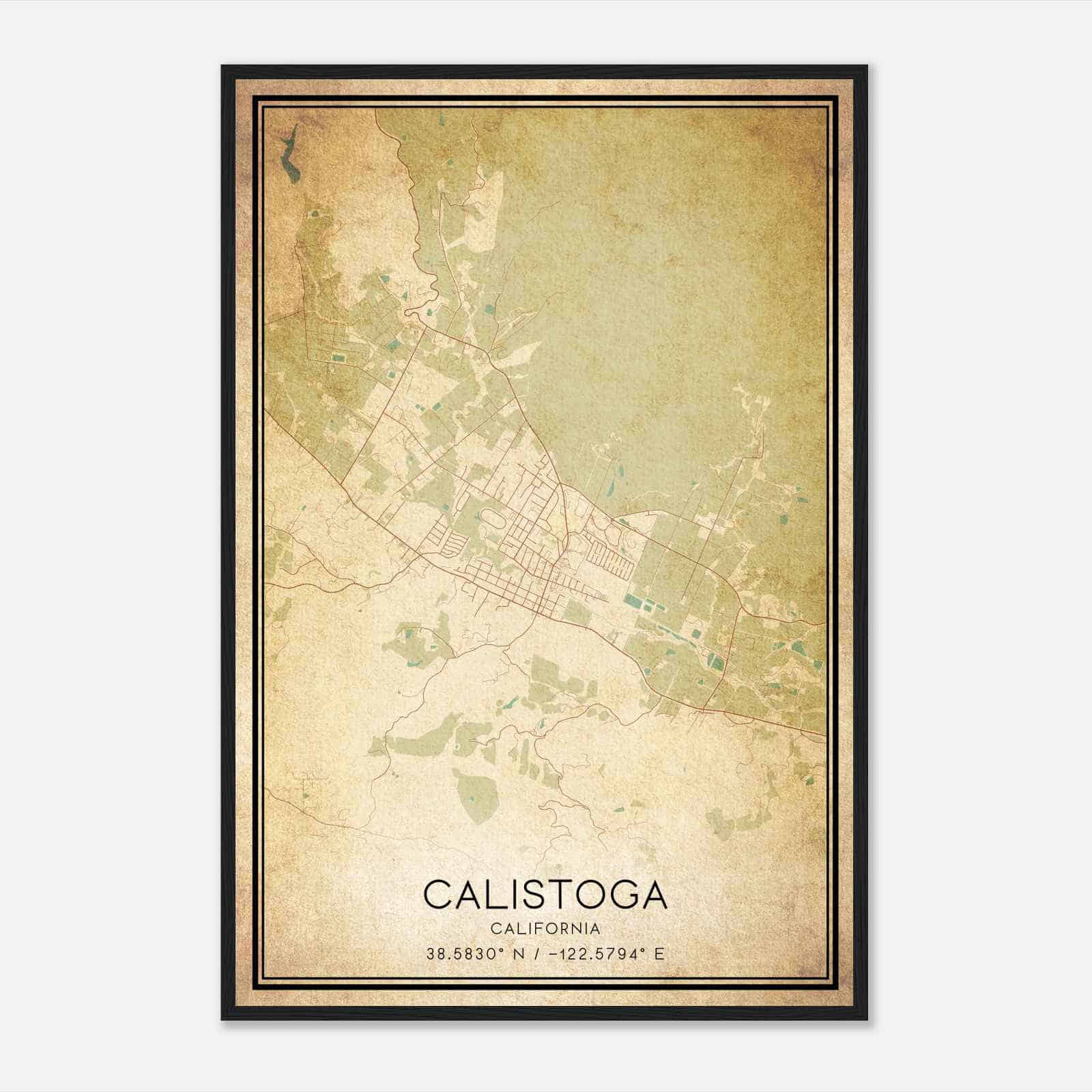 Vintage Calistoga California Map Poster, Modern Home Decor Wall Art ...