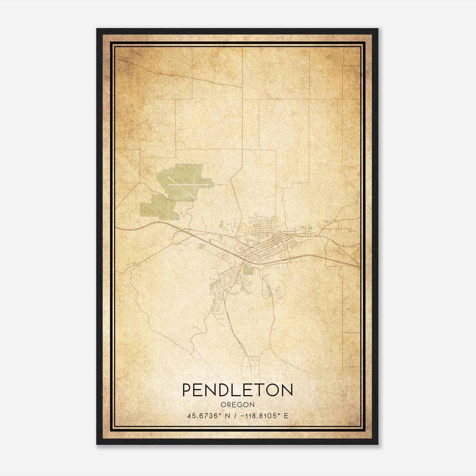 Vintage Pendleton Oregon Map Poster, Modern Home Decor Wall Art Print ...