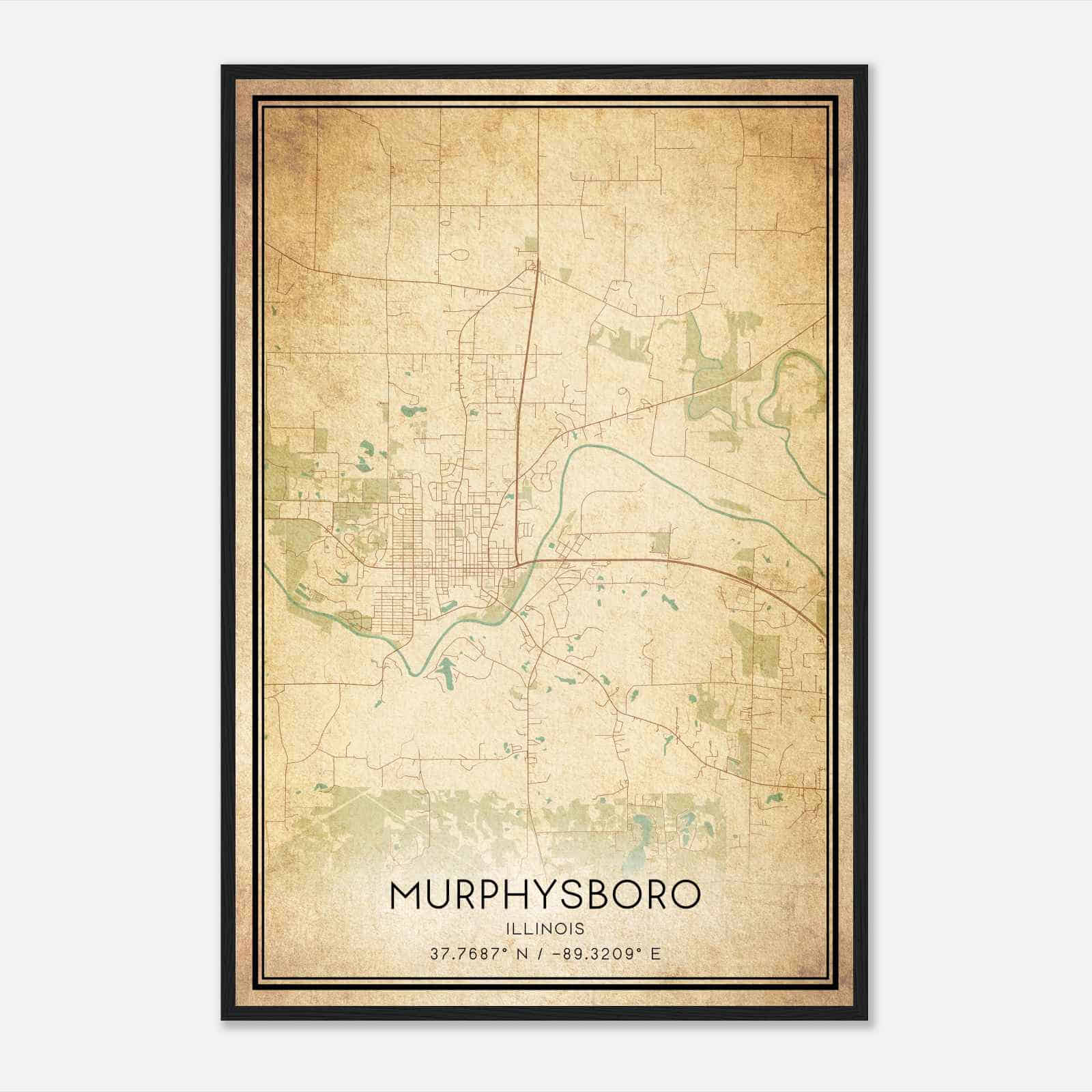 Vintage Murphysboro Illinois Map Poster, Modern Home Decor Wall Art ...