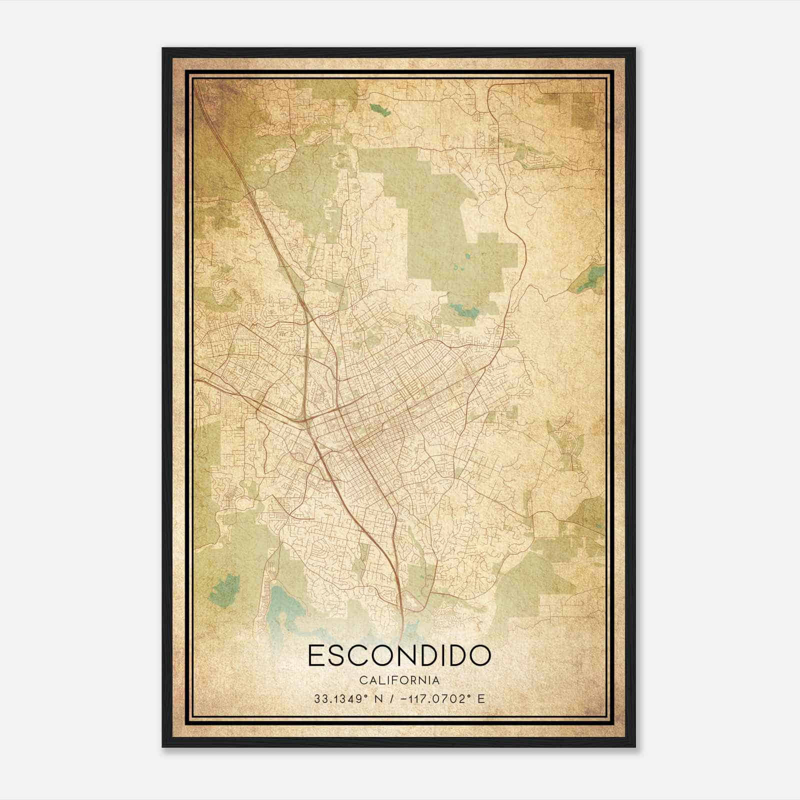 Escondido California Map Poster, Modern Home Decor Wall Art Print ...