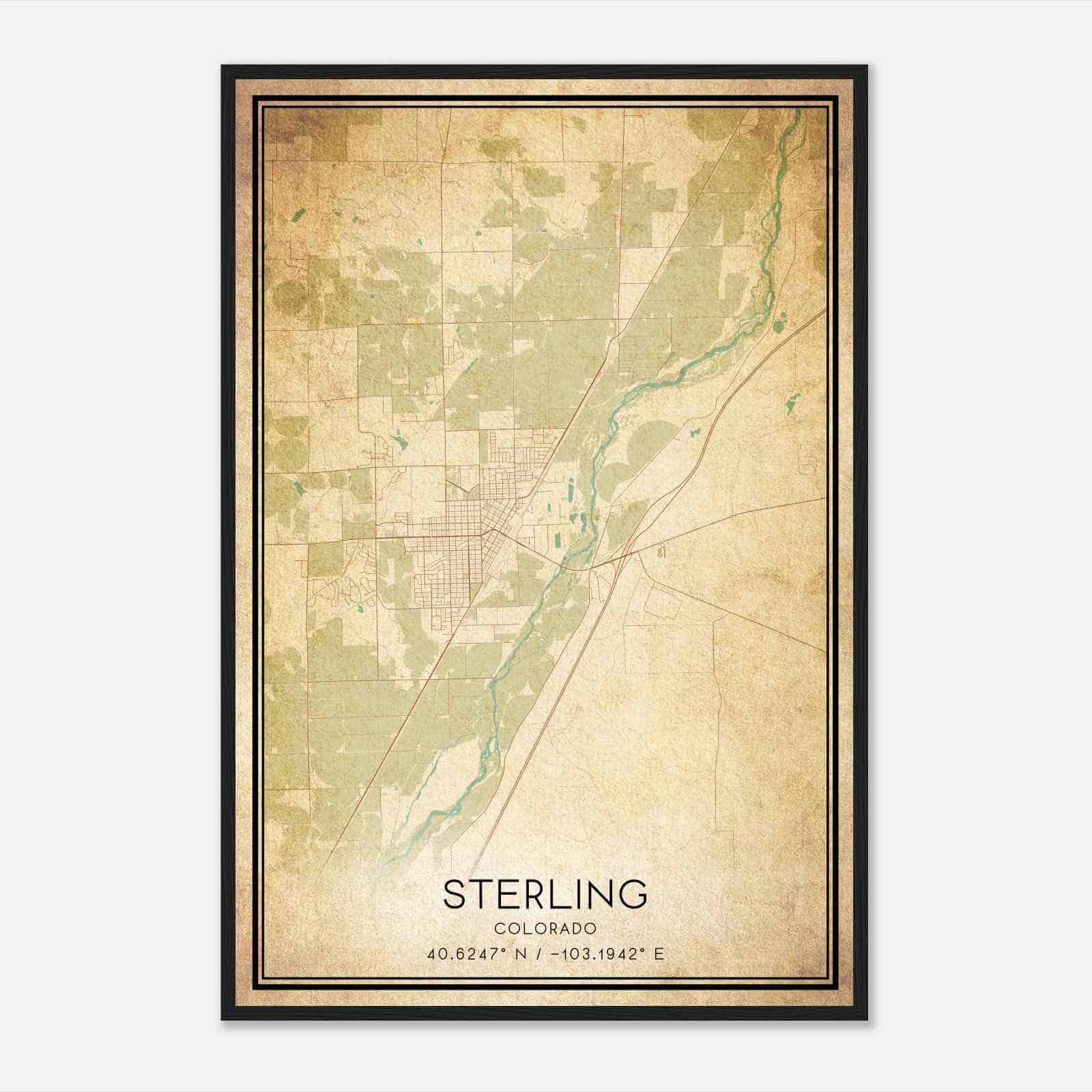 Vintage Sterling Colorado Map Poster, Modern Home Decor Wall Art Print ...