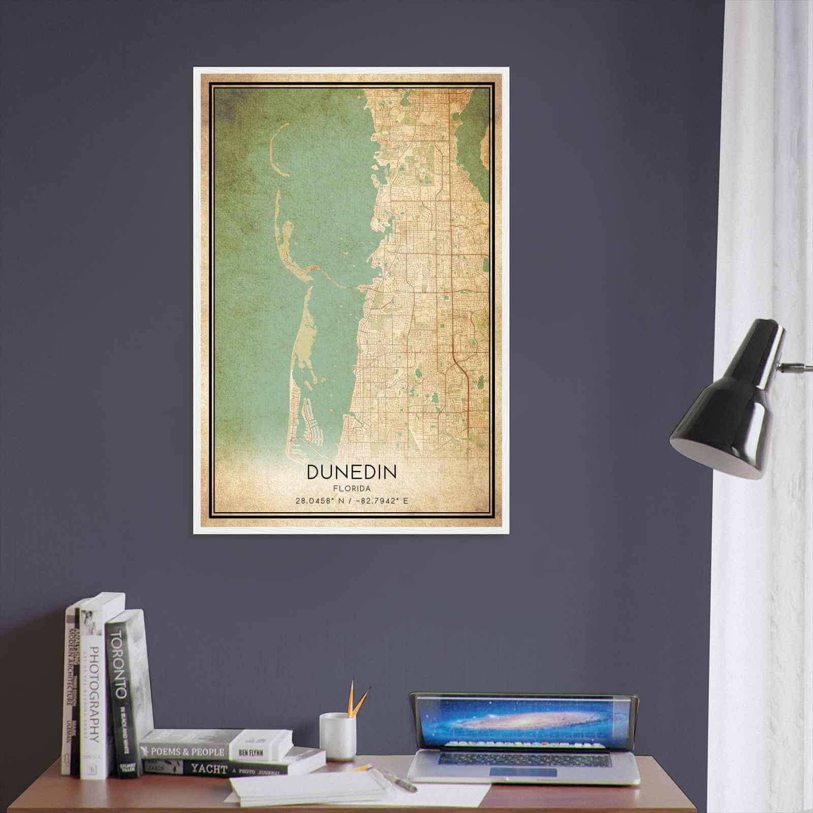 Vintage Dunedin Florida Map Poster, Modern Home Decor Wall Art Print ...