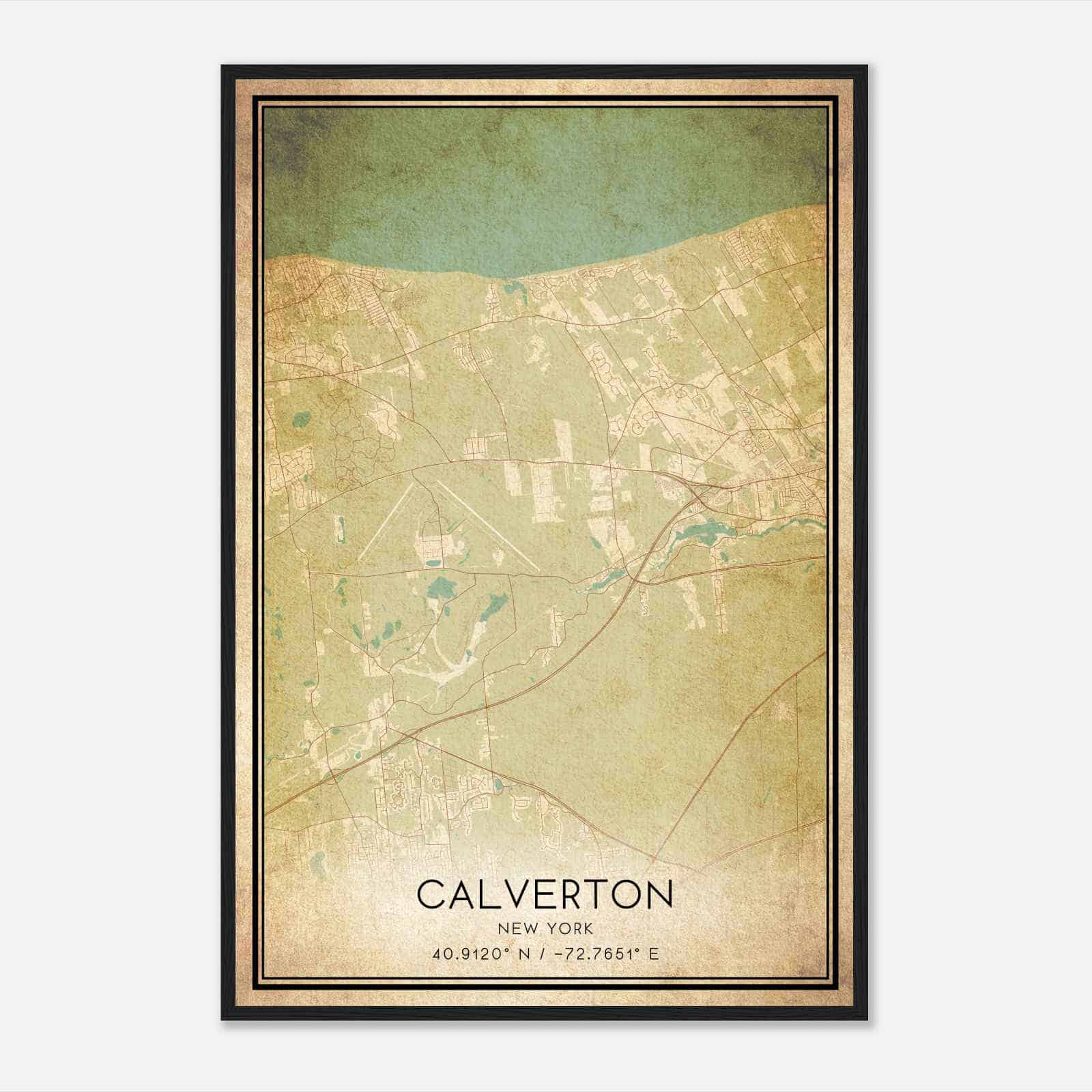 Vintage Calverton New York Map Poster, Modern Home Decor Wall Art Print ...
