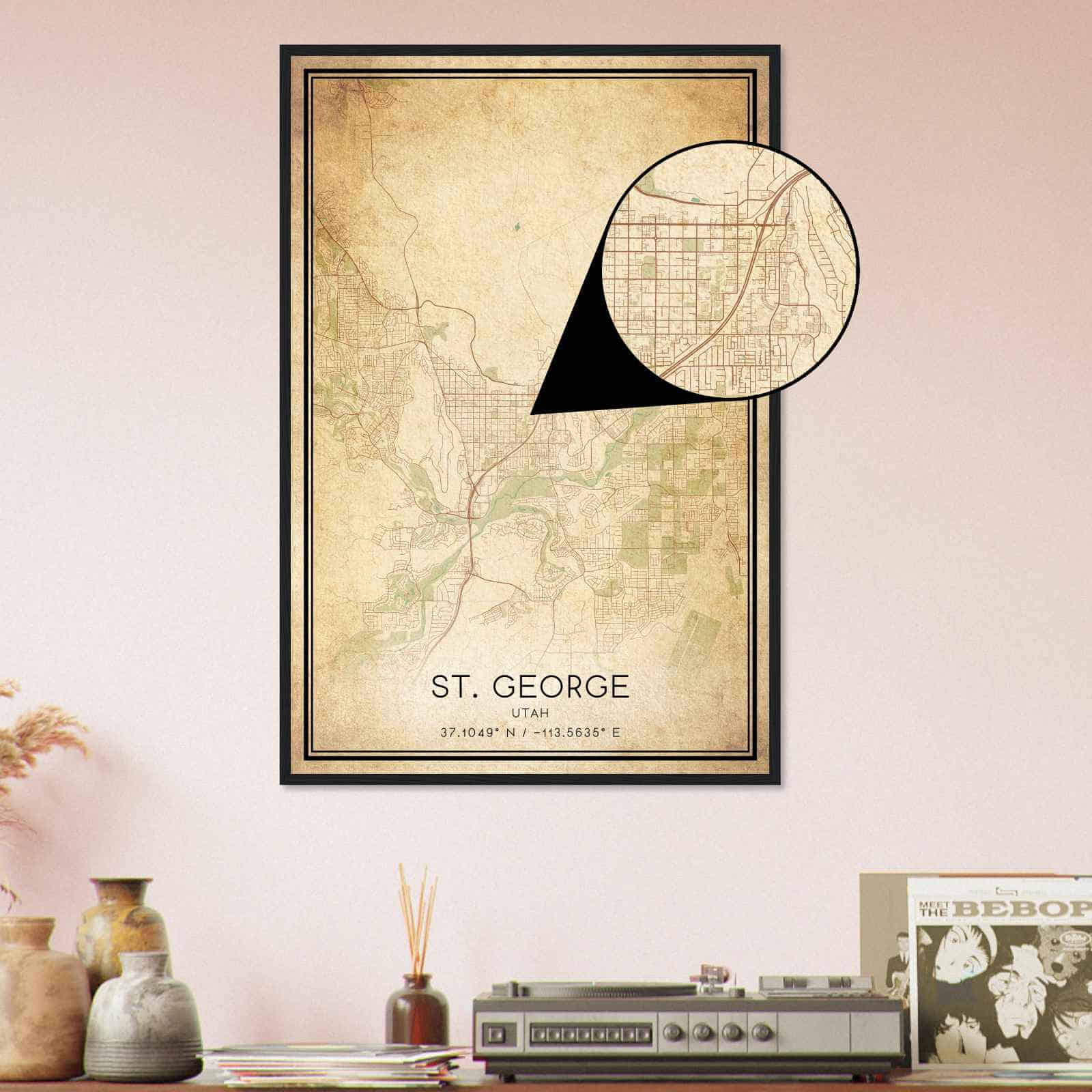 Vintage St. George Utah Map Poster, Modern Home Decor Wall Art Print ...