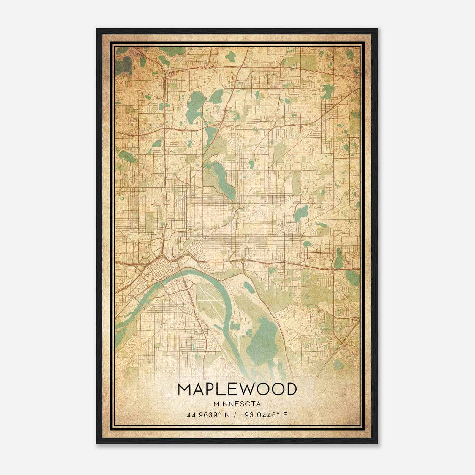 Vintage Maplewood Minnesota Map Poster, Modern Home Decor Wall Art ...