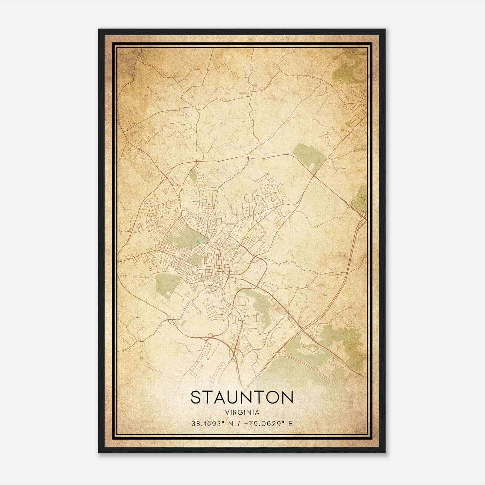 Vintage Staunton Virginia Map Poster, Modern Home Decor Wall Art Print ...