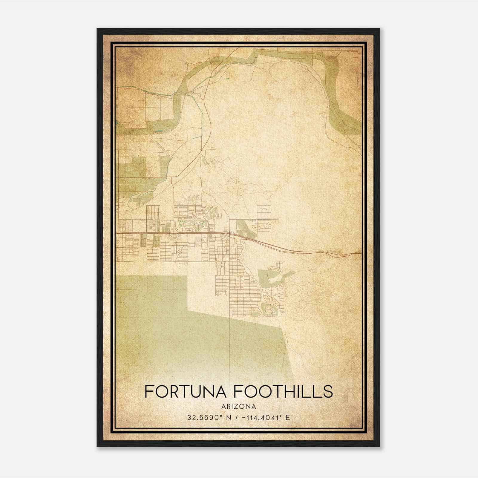 Vintage Fortuna Foothills Arizona Map Poster, Modern Home Decor Wall ...