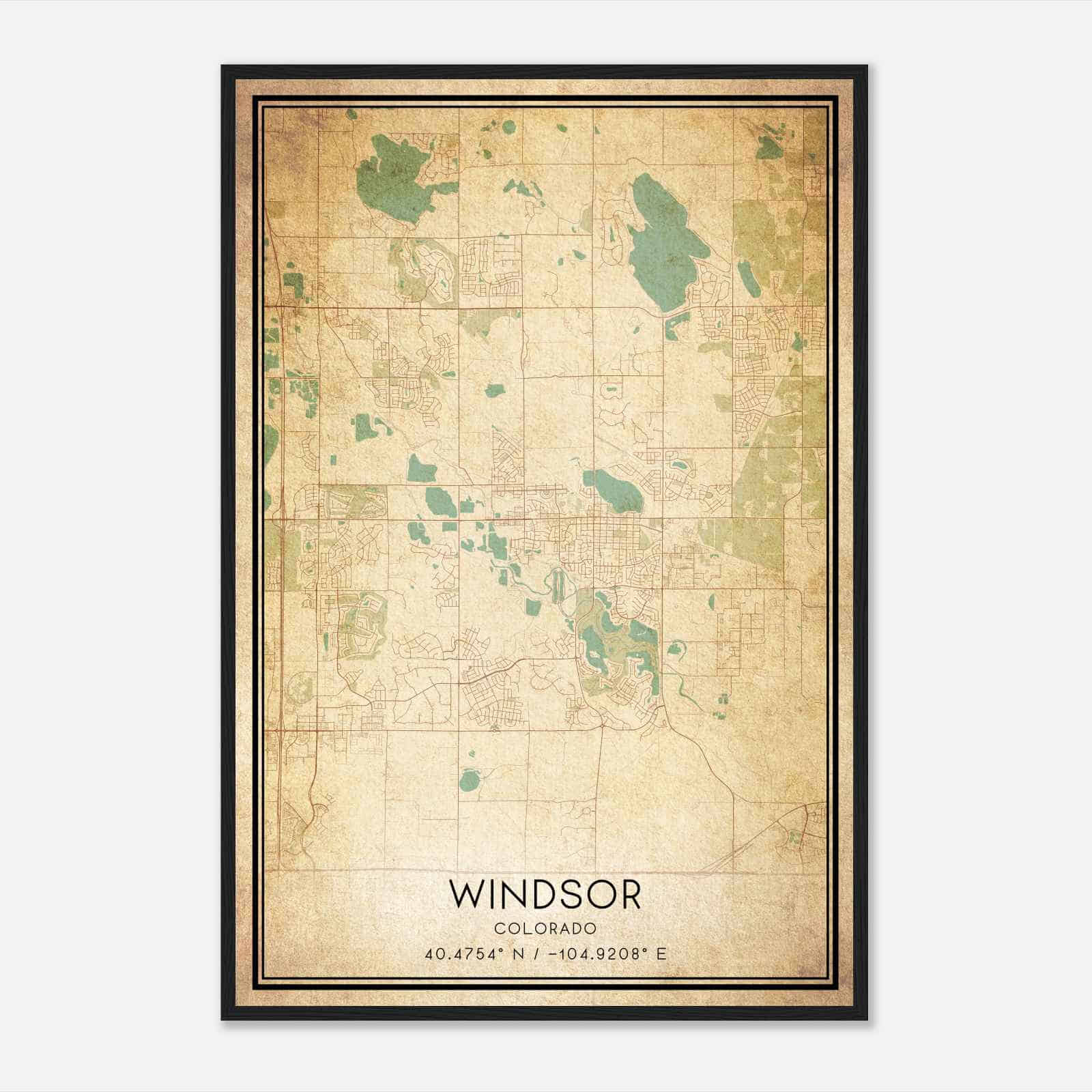 Vintage Windsor Colorado Map Poster, Modern Home Decor Wall Art Print ...
