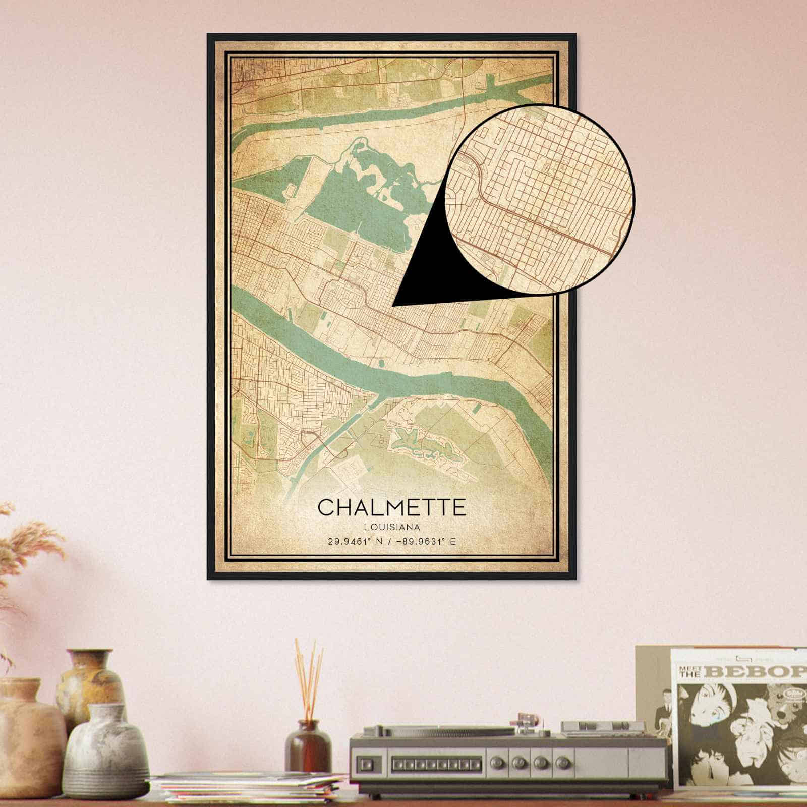 Vintage Chalmette Louisiana Map Poster, Modern Home Decor Wall Art ...